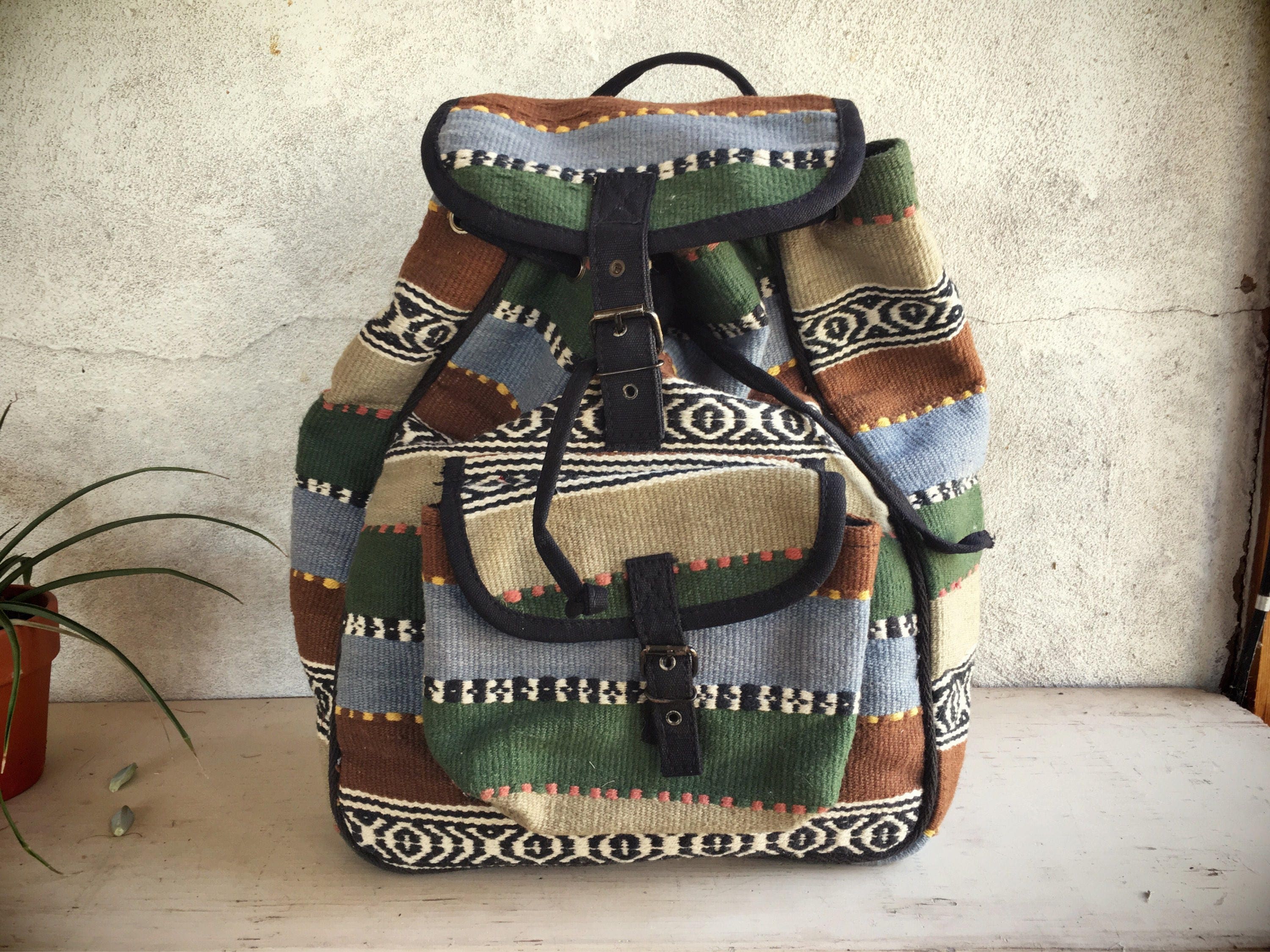 Woven Backpack Women Boho Chic, Southwestern Style Ruck Sack, College ...