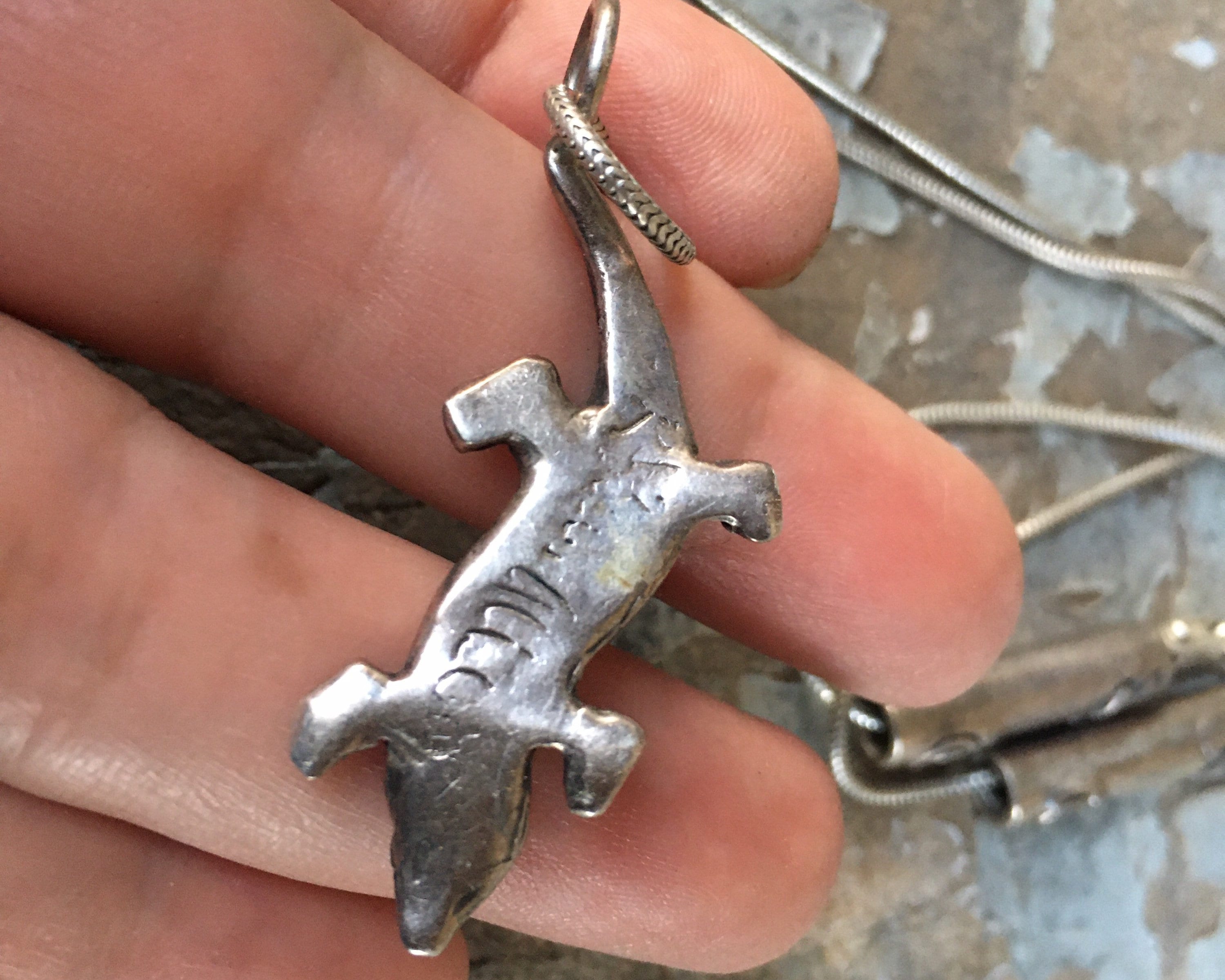 Vintage 925 Sterling Silver Lizard or Gecko Pendant on 24 Snake Chain ...
