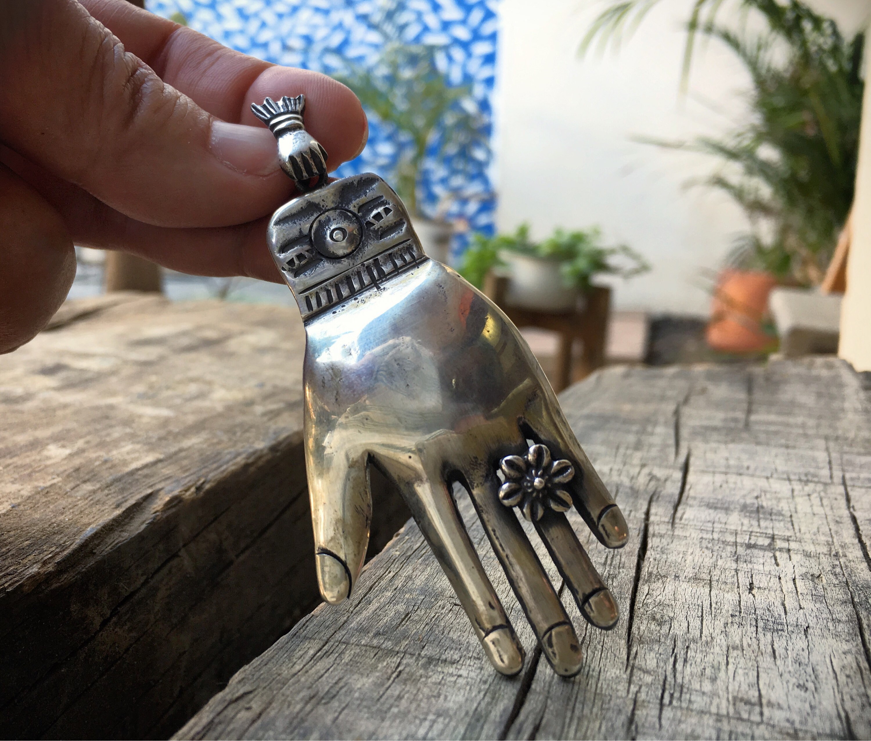 RESERVED / Sterling Silver Pendant Hand Charm, Hand Milagros Charms ...