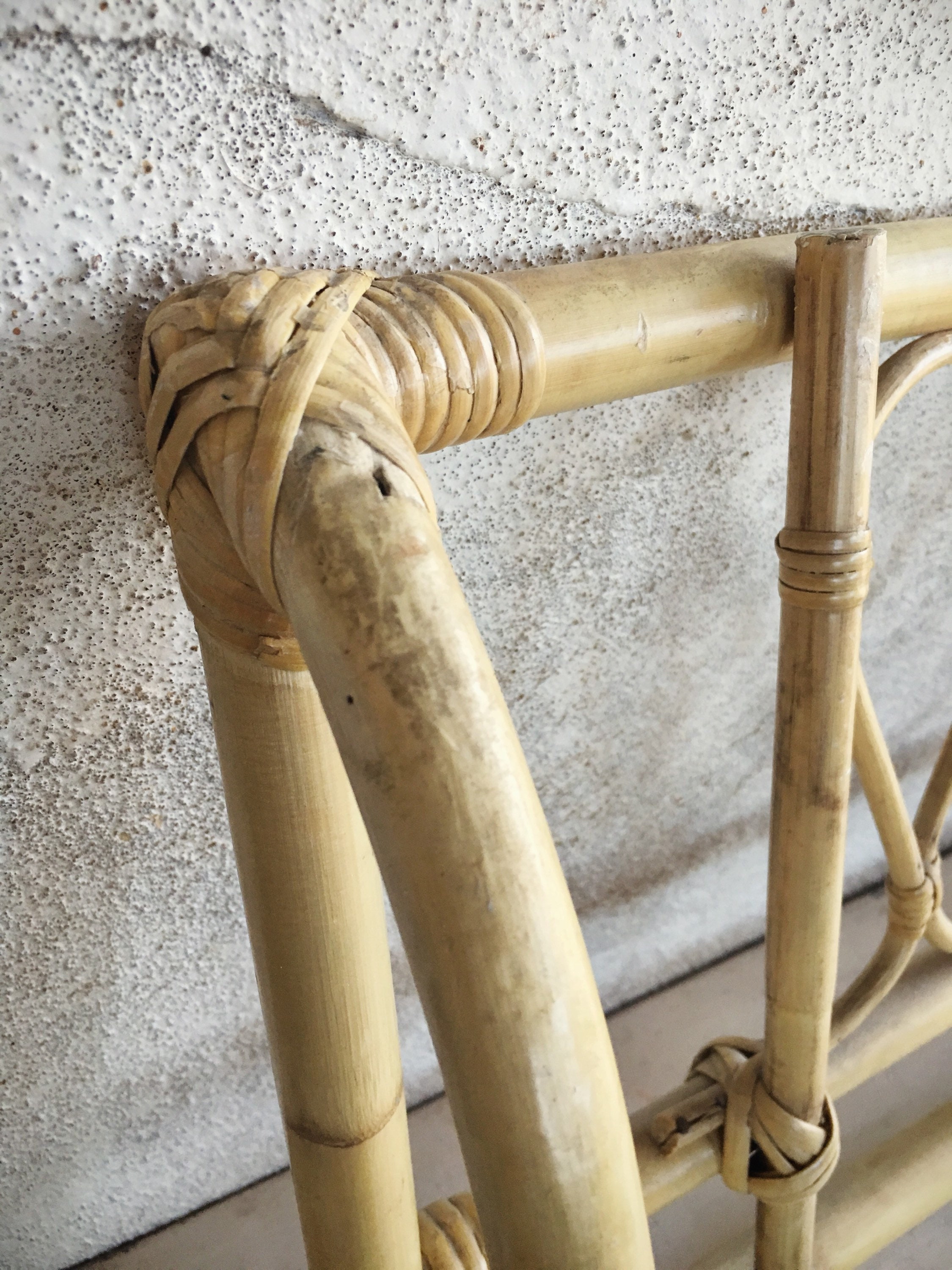 Rattan Wall Rack with Hooks, Hanging Hooks Rack, Jungalow Style Tiki ...