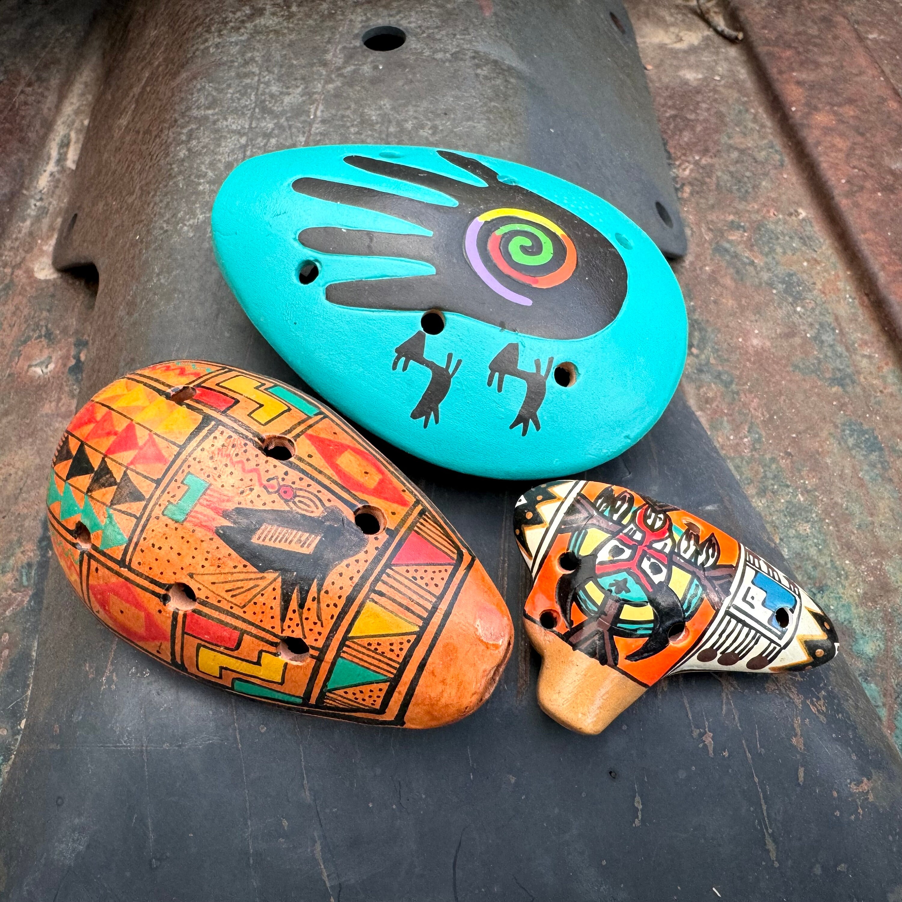 Instant Collection Handmade Pottery Whistle Ocarinas Colorful, Peruvian ...