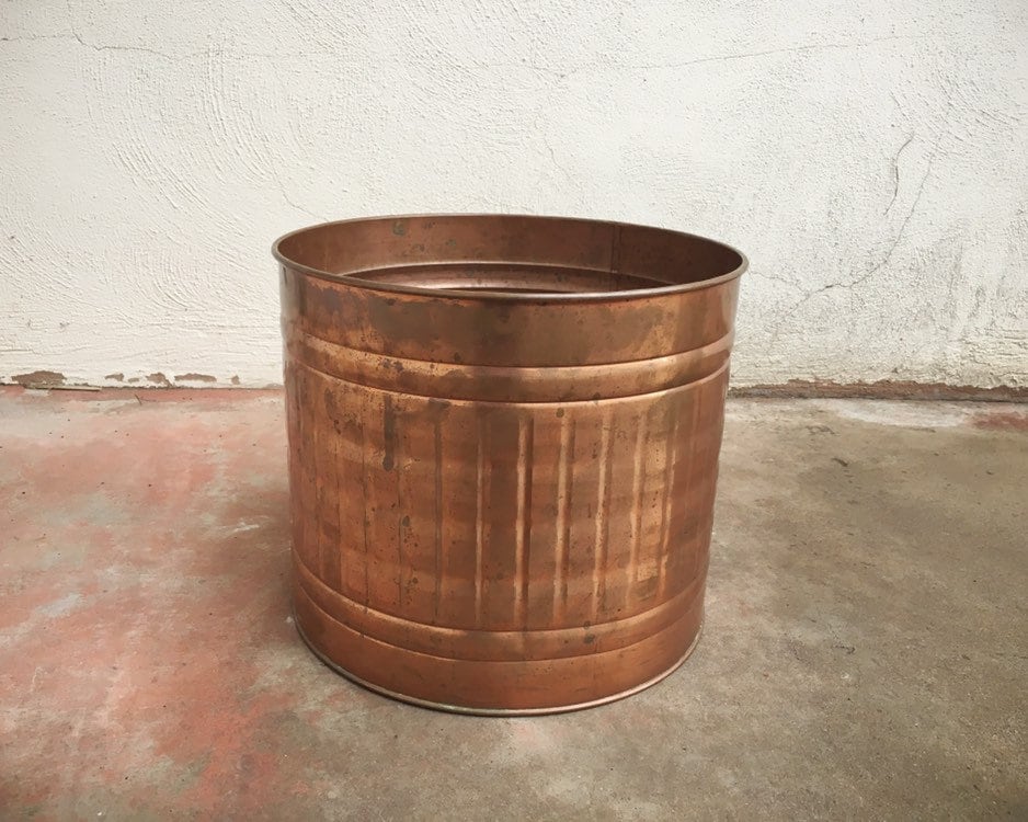 Vintage 13 Round Copper Planter for Potted Plant, Rustic Decor, 1980s ...