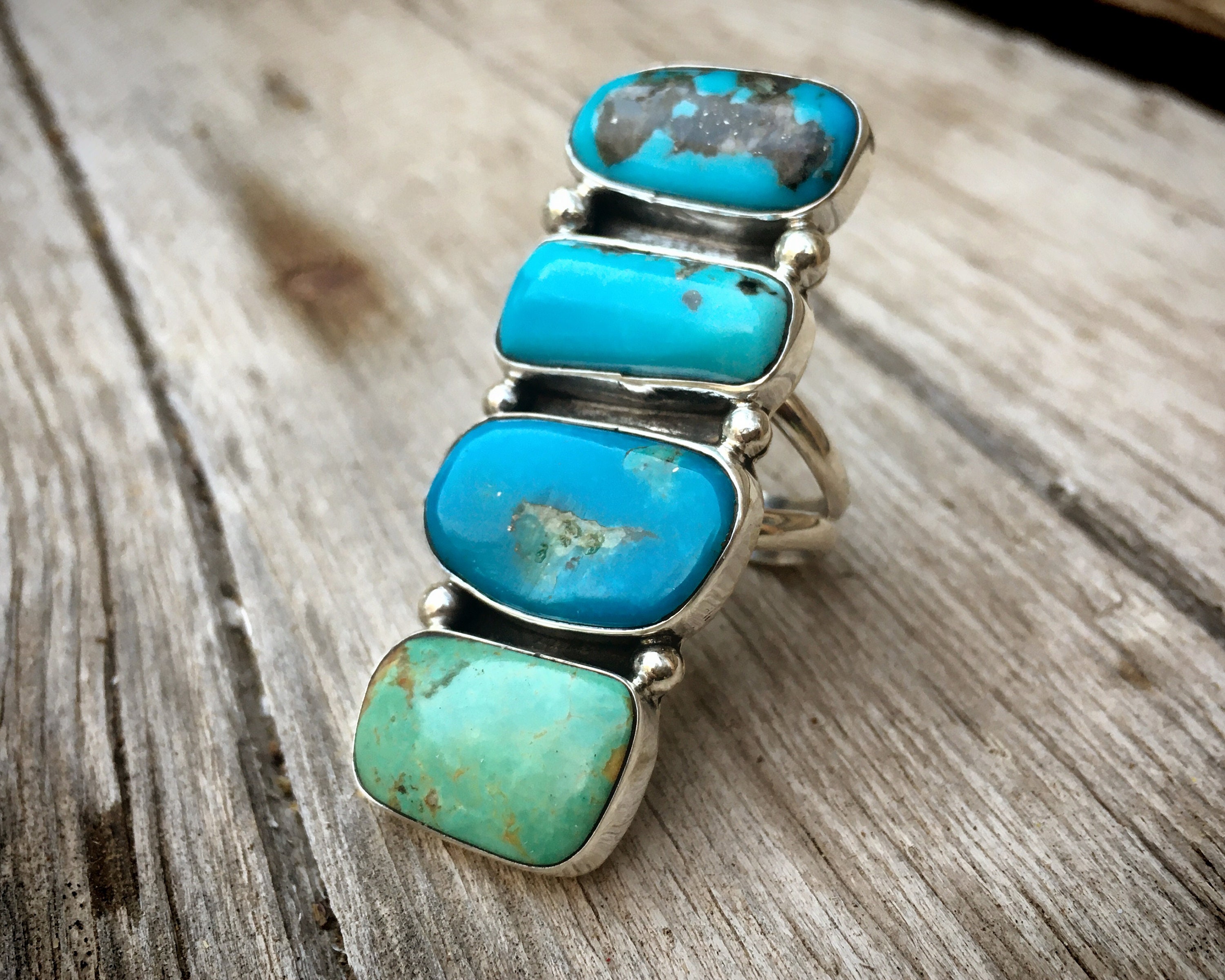 RESERVED for C. || Large Navajo Turquoise Ring Size 8.5, Native ...