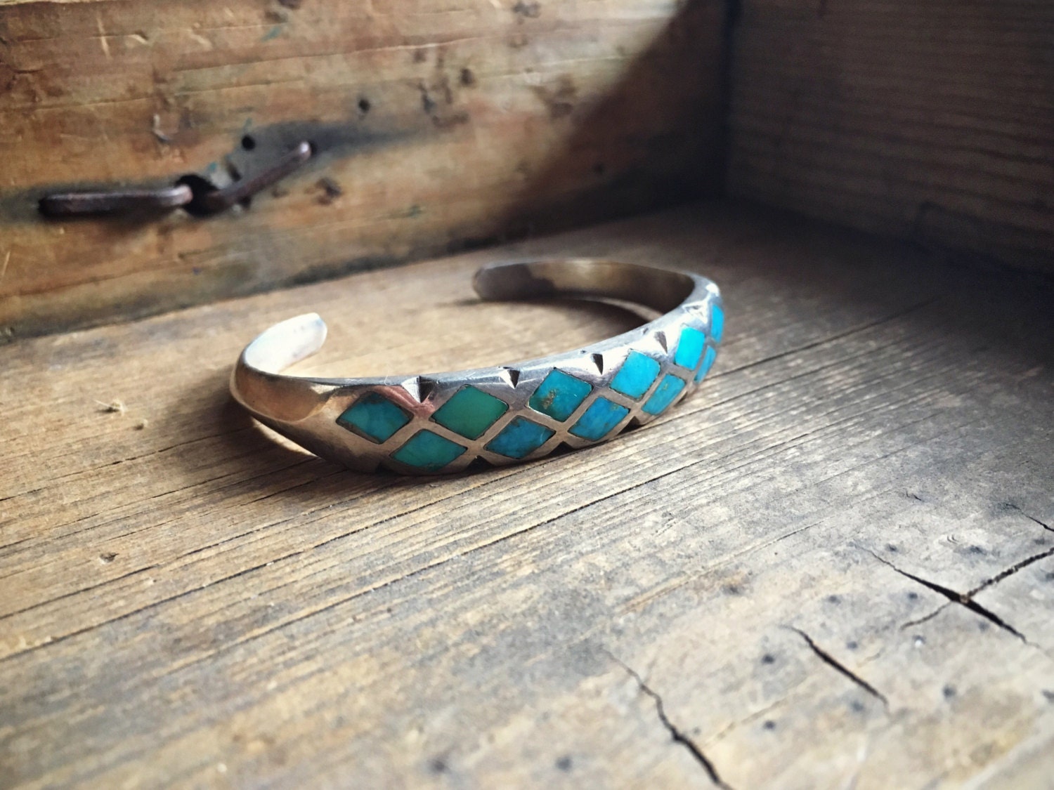 Vintage turquoise channel inlay cuff bracelet, Native American Indian ...