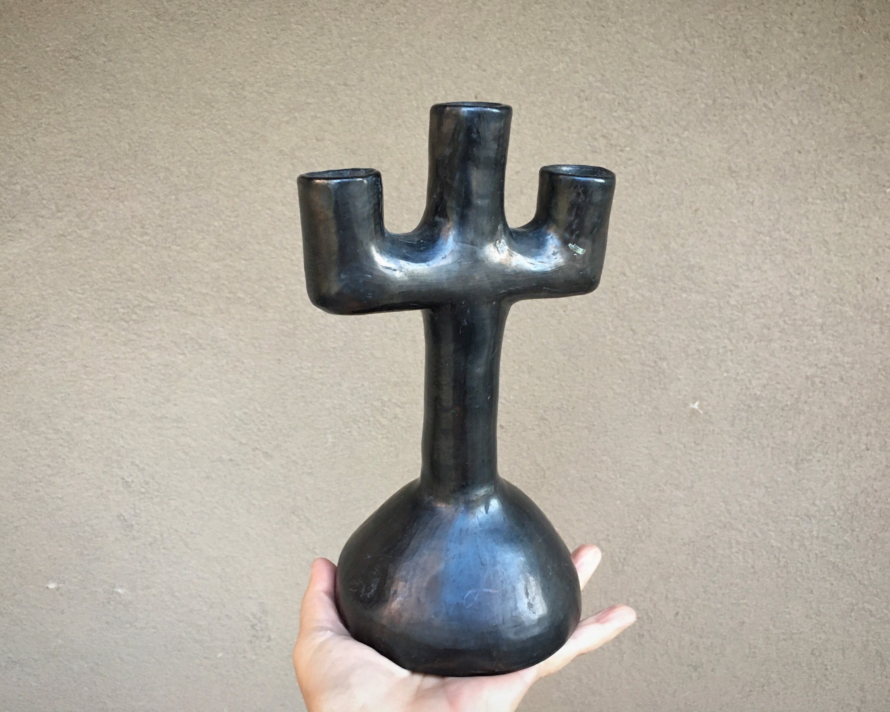 Pair of Vintage Barro Negro Candlestick Holders from Oaxaca Mexico ...