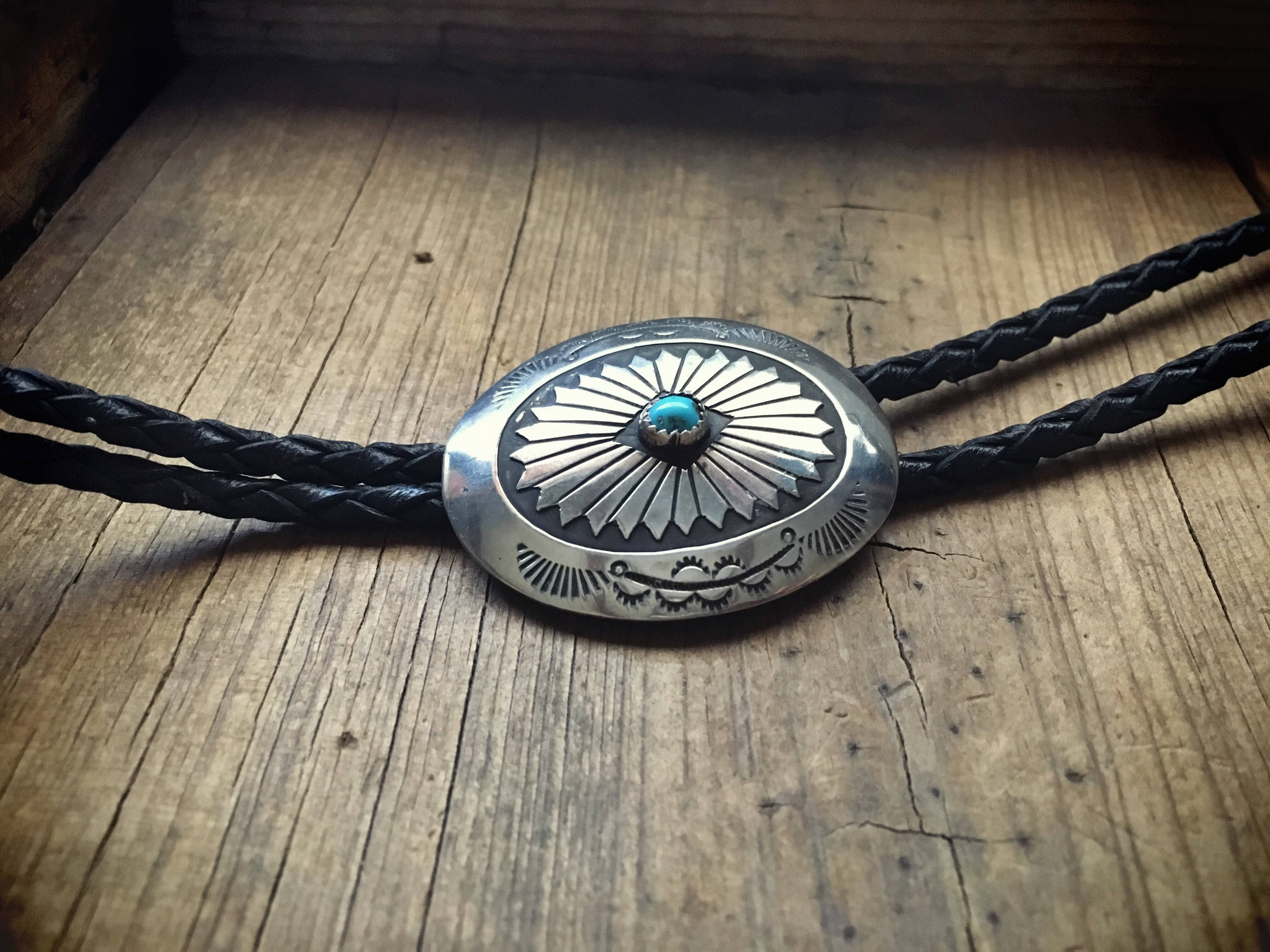Vintage Silver and Turquoise Bolo Tie, Native American Indian Bola Gift ...
