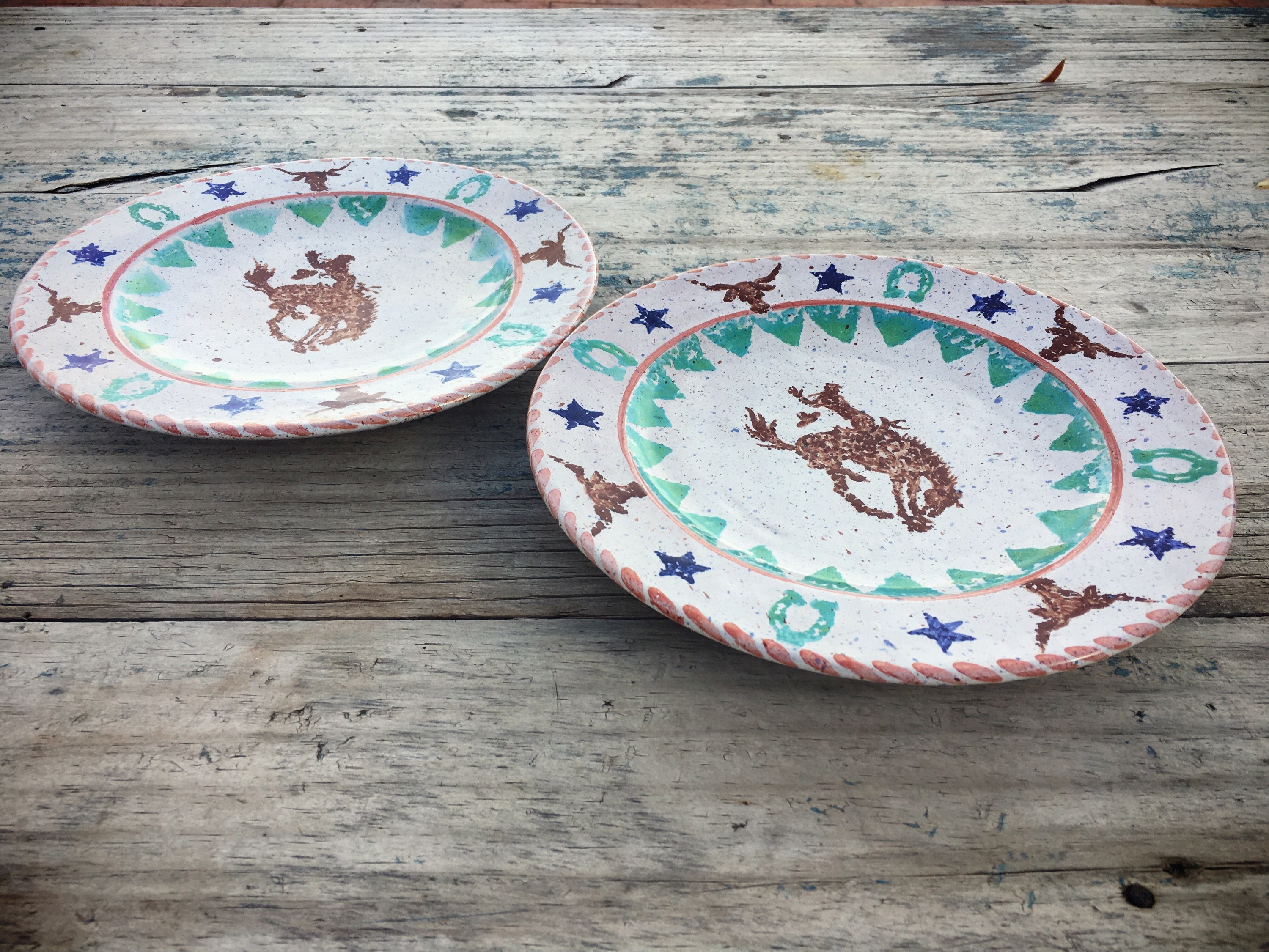 Bucking Bronco Western Plates Cowboy Decor, Western Decor Cowboy Plates