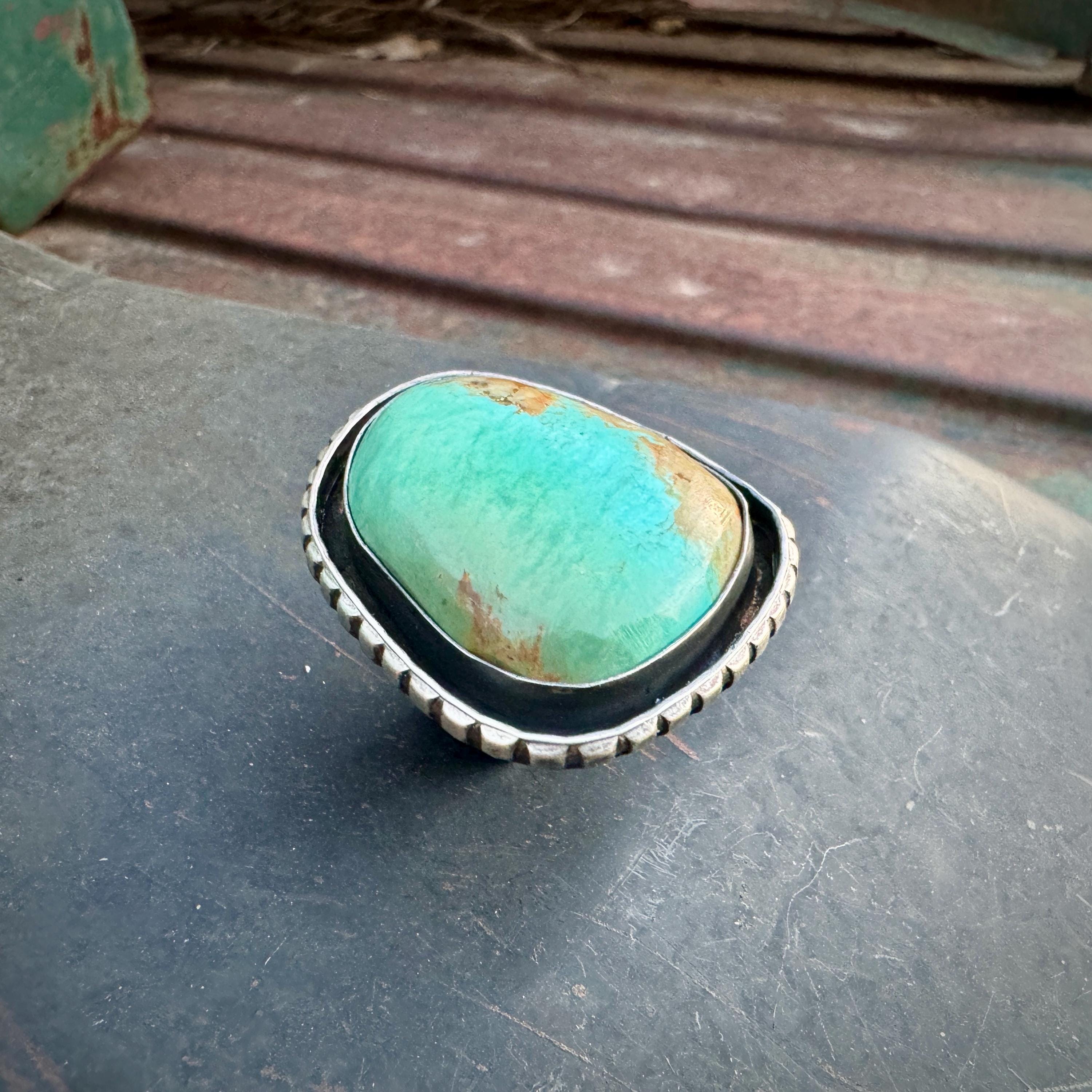 Navajo Chimney Butte Sterling Silver Turquoise Ring Approx Size 7 ...