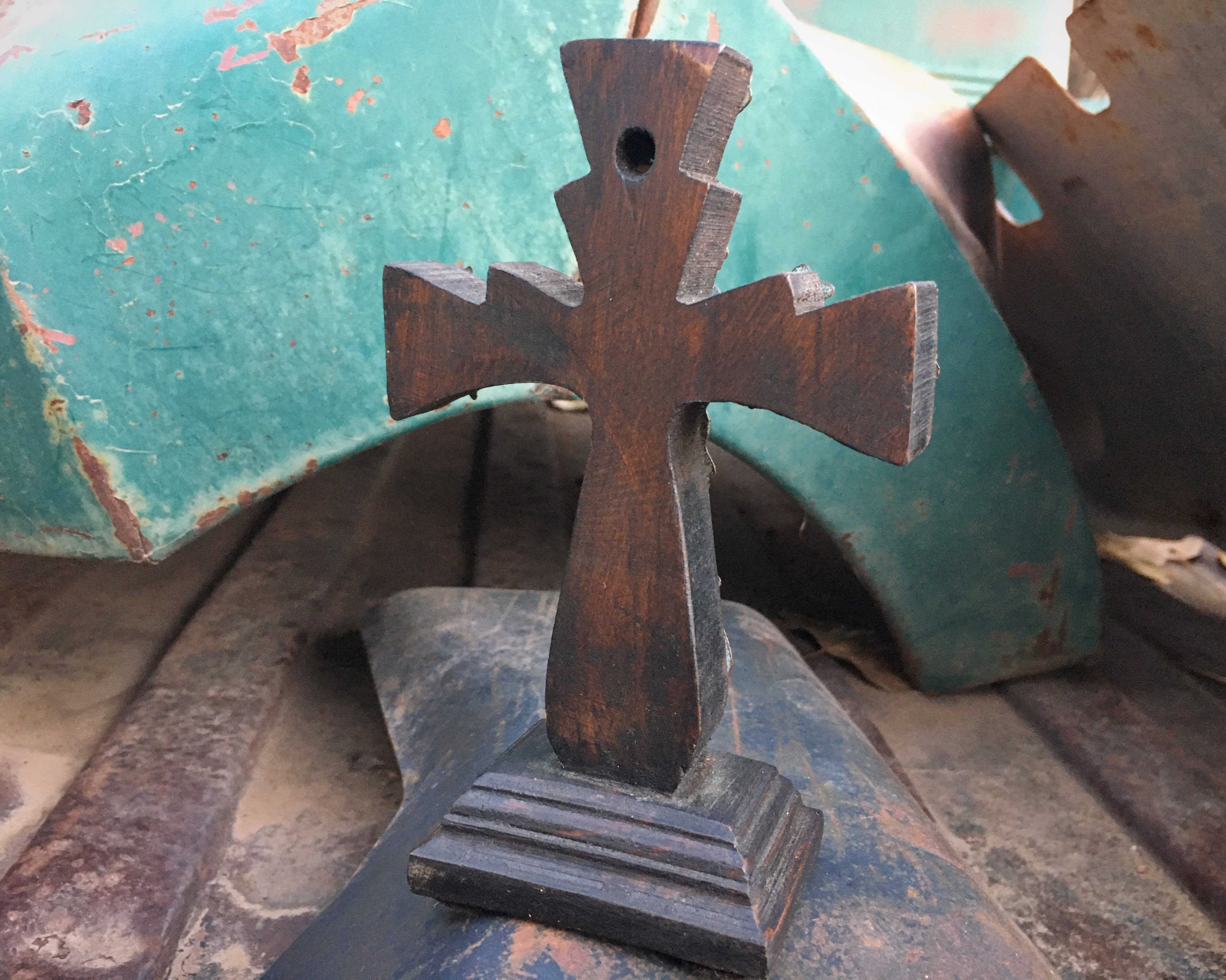 Small Mexican Milagro Cross on Stand with Miracle Art Religious Medals ...