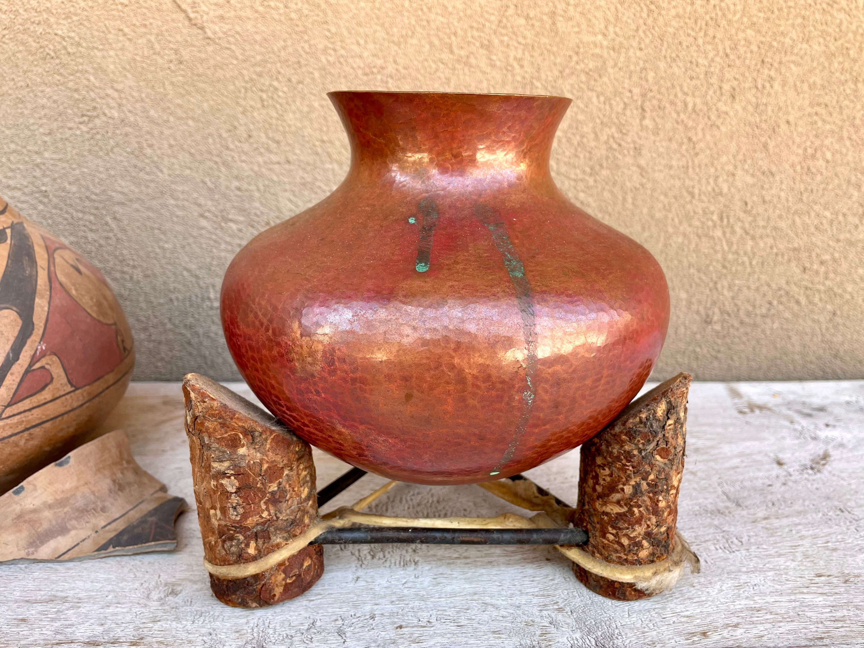 Vintage Wood Tripod Stand for Round Bottom Pottery, Primitive Home ...