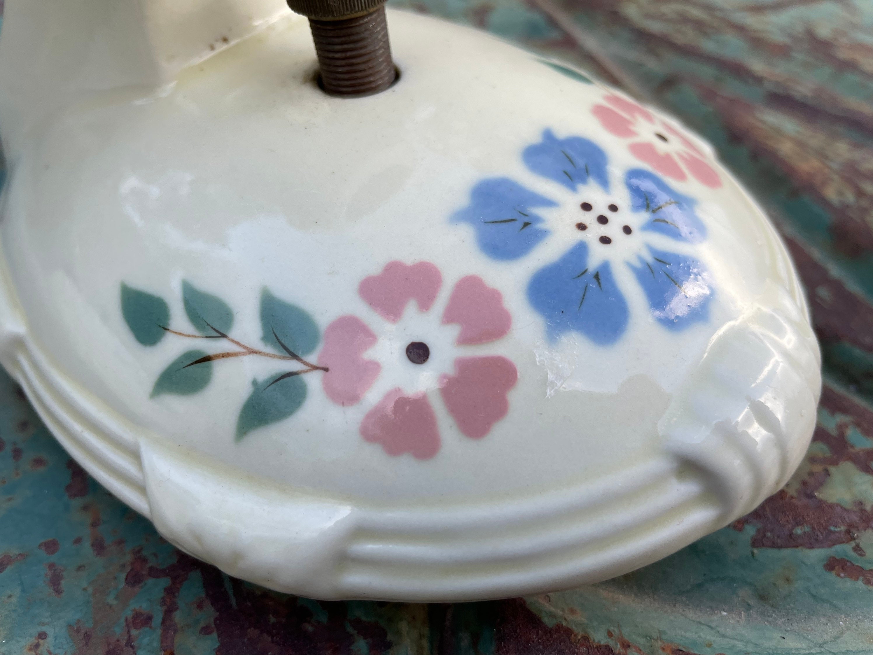 Three Antique Porcelain Ceiling Fixtures Stencil Painted Porcelier by ...