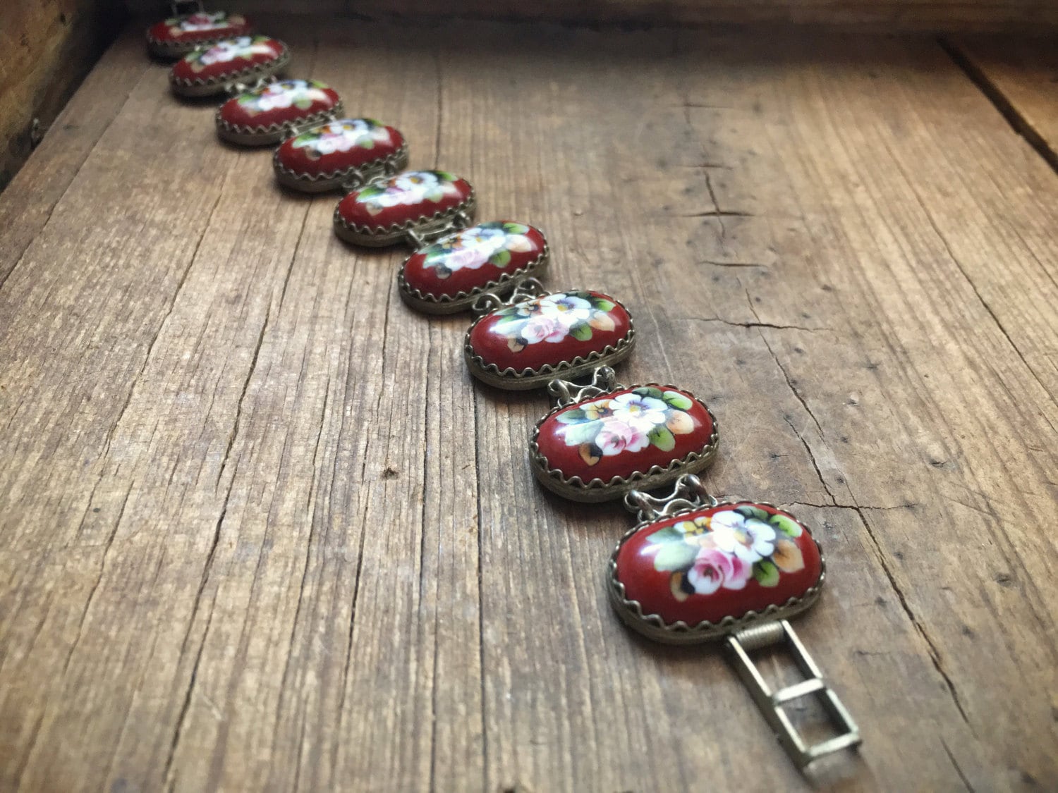 Vintage Russian enamel cloisonné bracelet, Rostov Finift, filigree ...