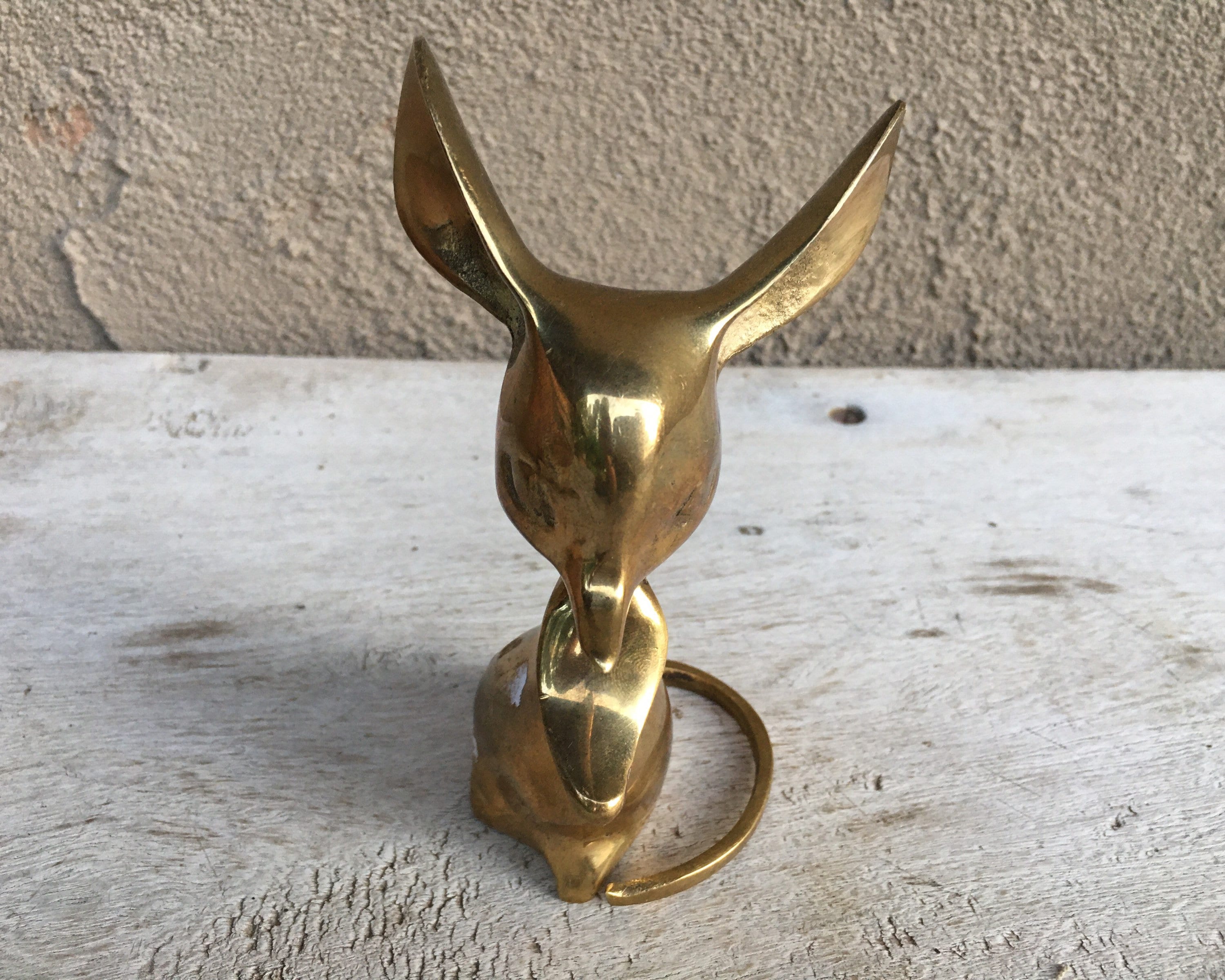 Mid Century Modern Solid Brass Mouse with Big Ears Curled Tail Figurine ...