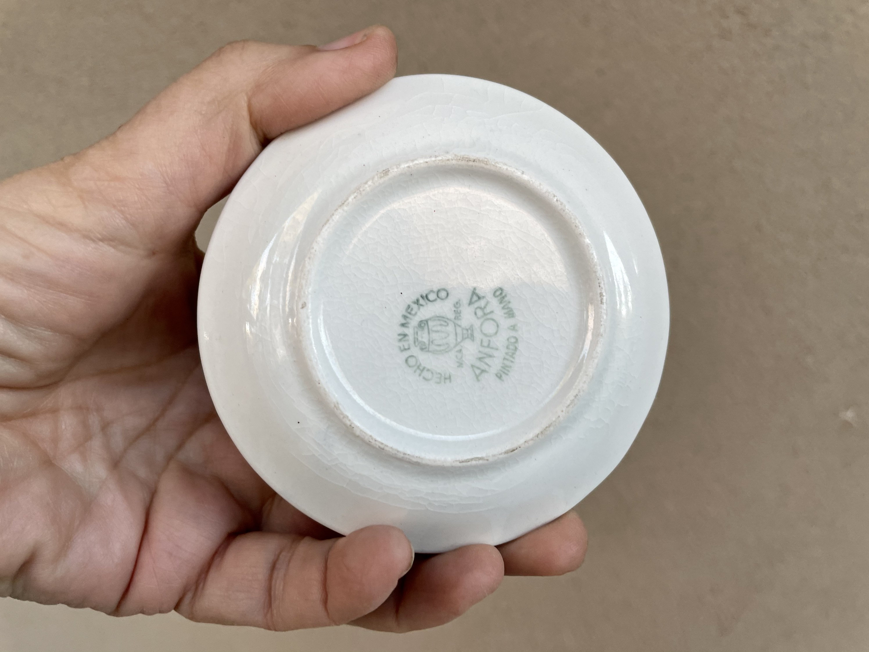 Mexican Anfora Puebla Blue Very Small Creamer and Saucer, Blue and ...