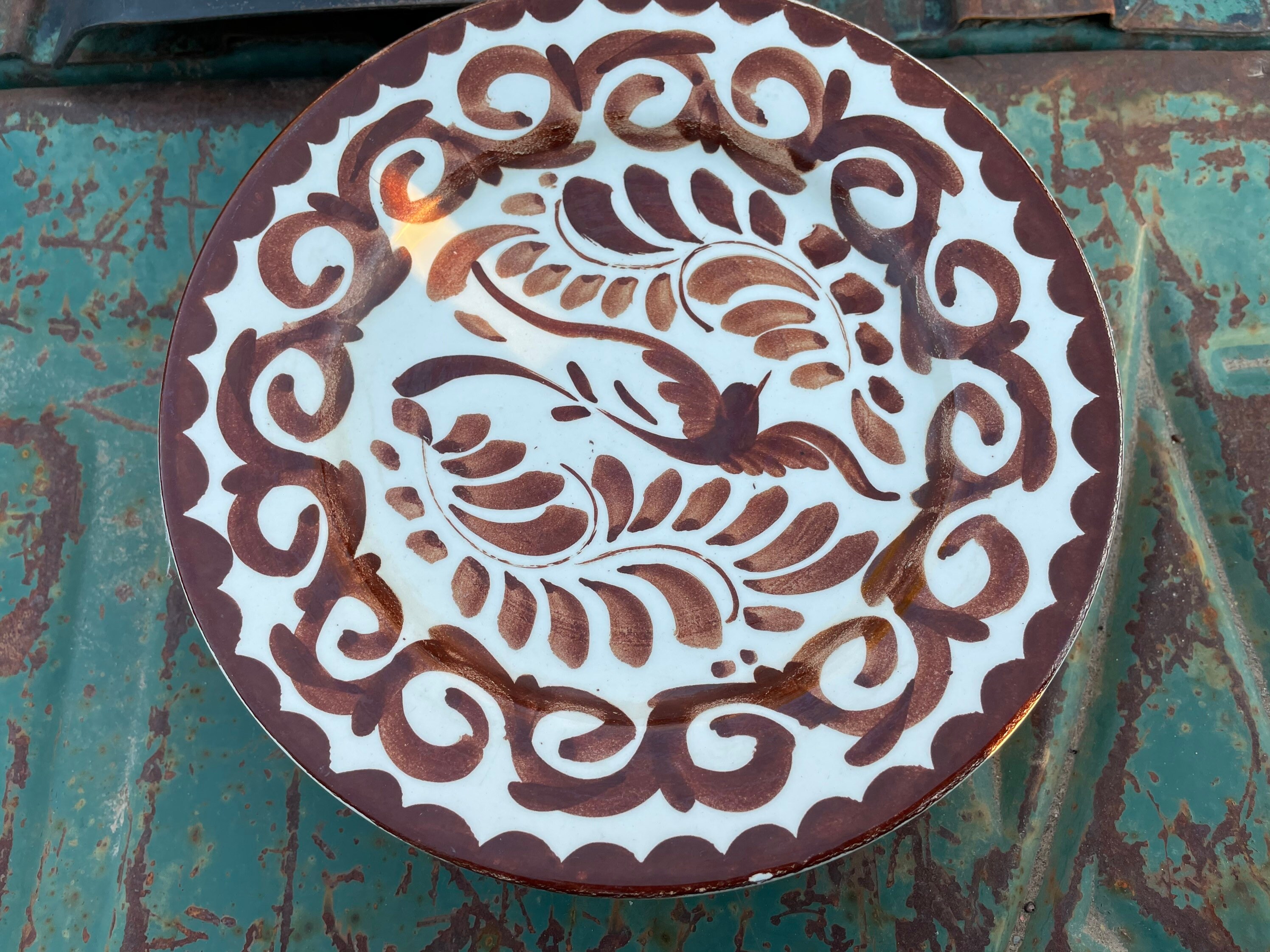 Vintage Mexican Anfora Puebla Brown Single 8 Luncheon Plate, Brown ...