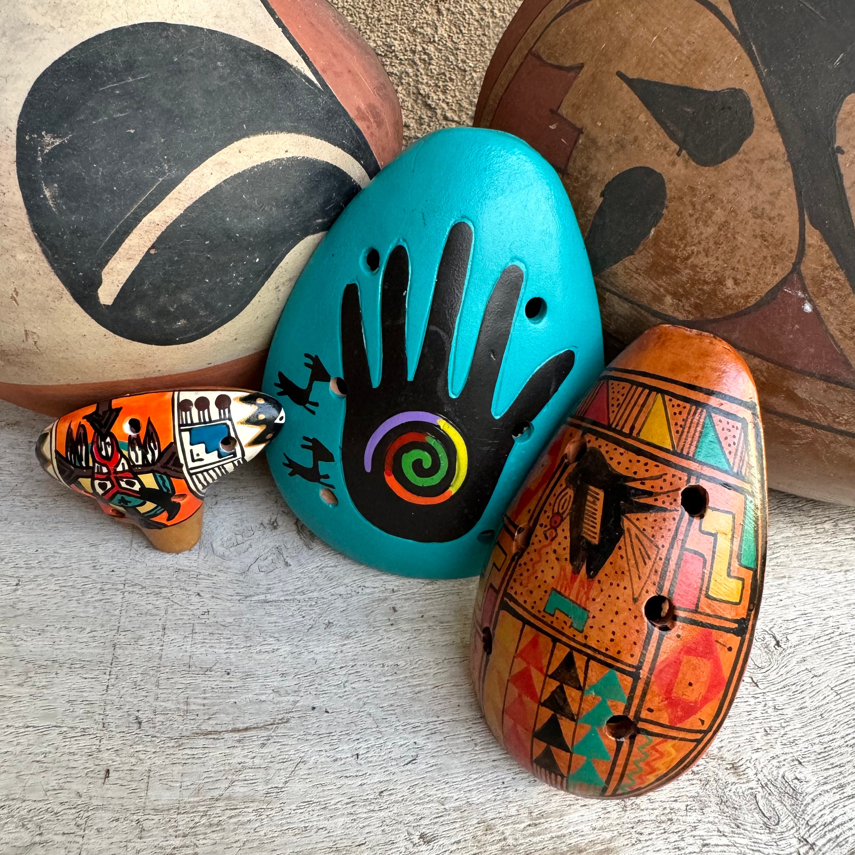 Instant Collection Handmade Pottery Whistle Ocarinas Colorful, Peruvian ...