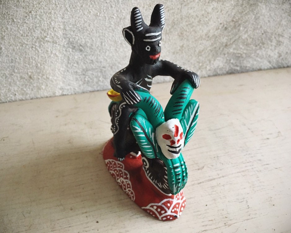 Small Ceramic Devil on Motorcycle Figurine Signed Mexican Pottery Folk ...