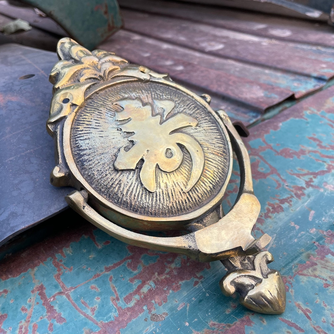 Vintage Brass Door Knocker Asian Characters, Bohemian Home Decor ...