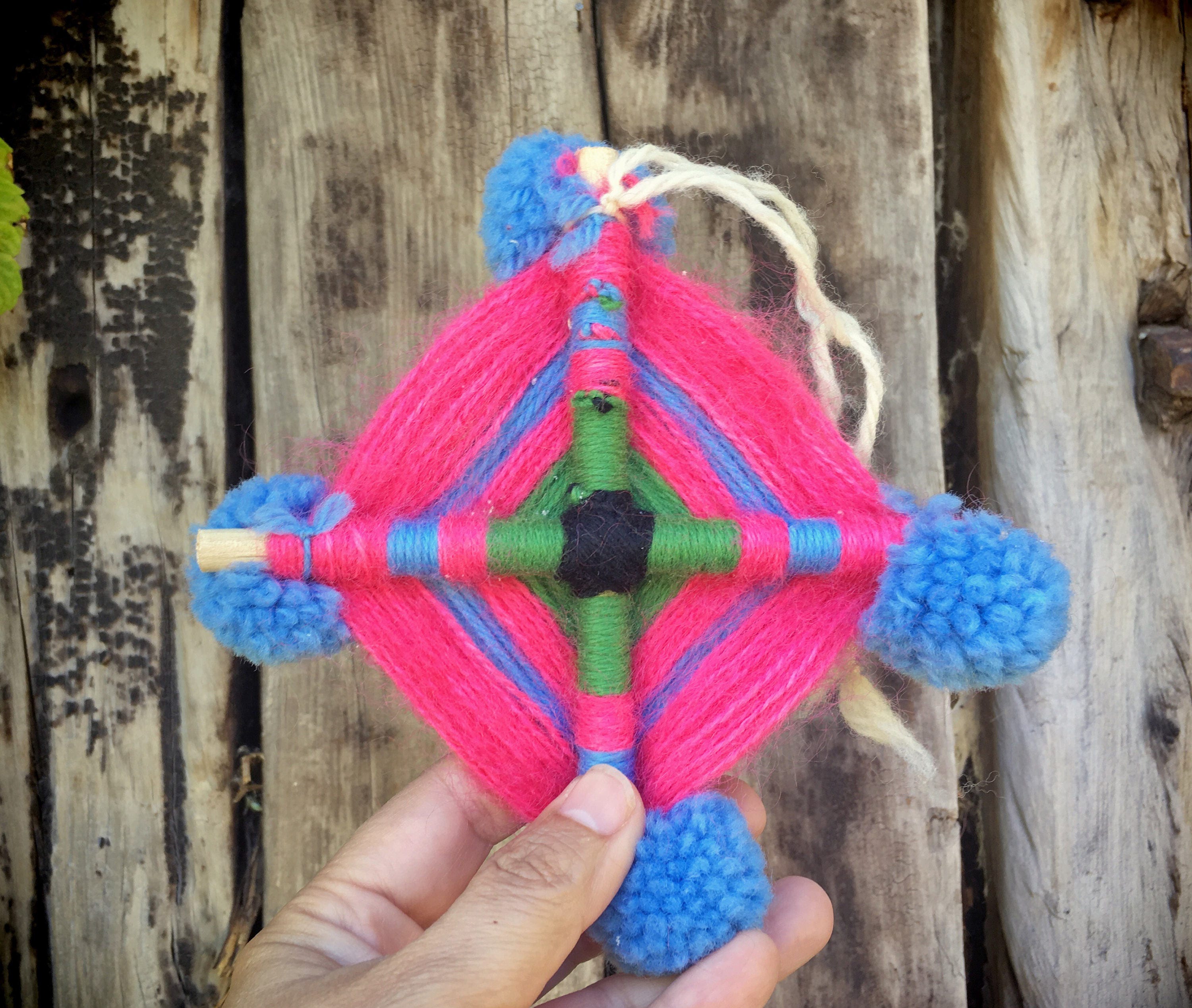 Vintage Gods Eye Ojo De Dios Huichol Style Christmas Ornaments For Tree