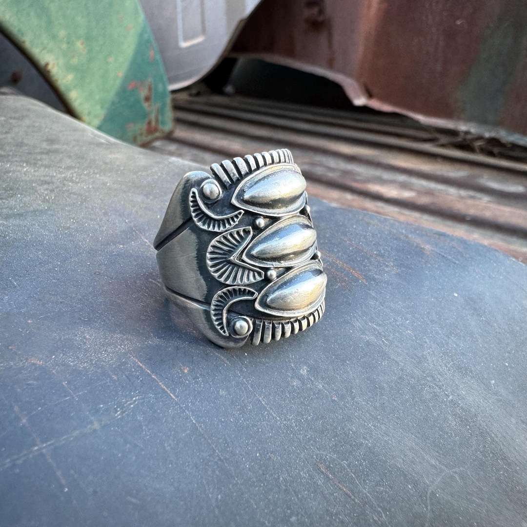 Navajo Derrick Gordon Sterling Silver Cigar Band Ring Approx Size 13 - Etsy