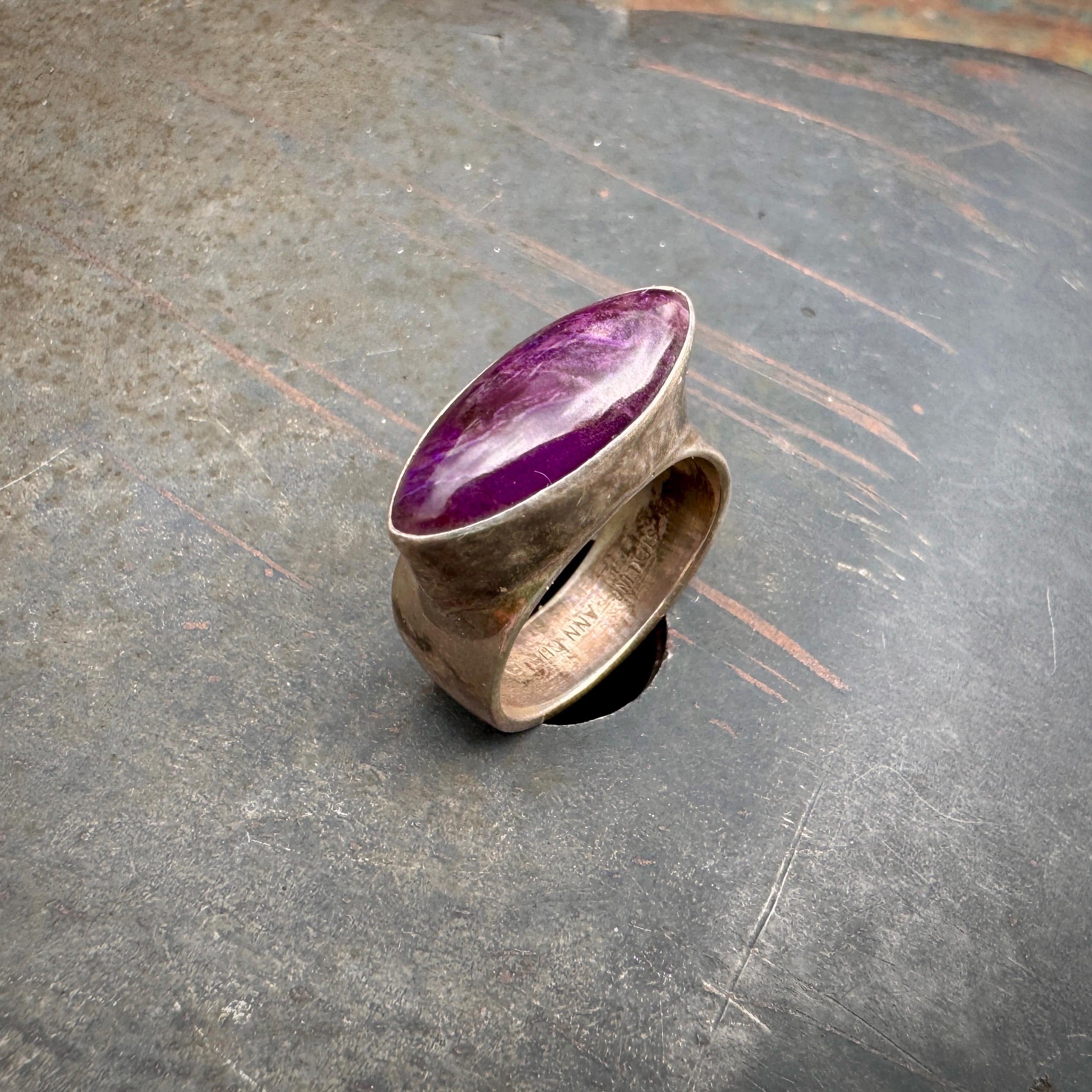 Navajo Ann Curley Sterling Silver Purple Sugilite Band Ring Size 6.5 ...