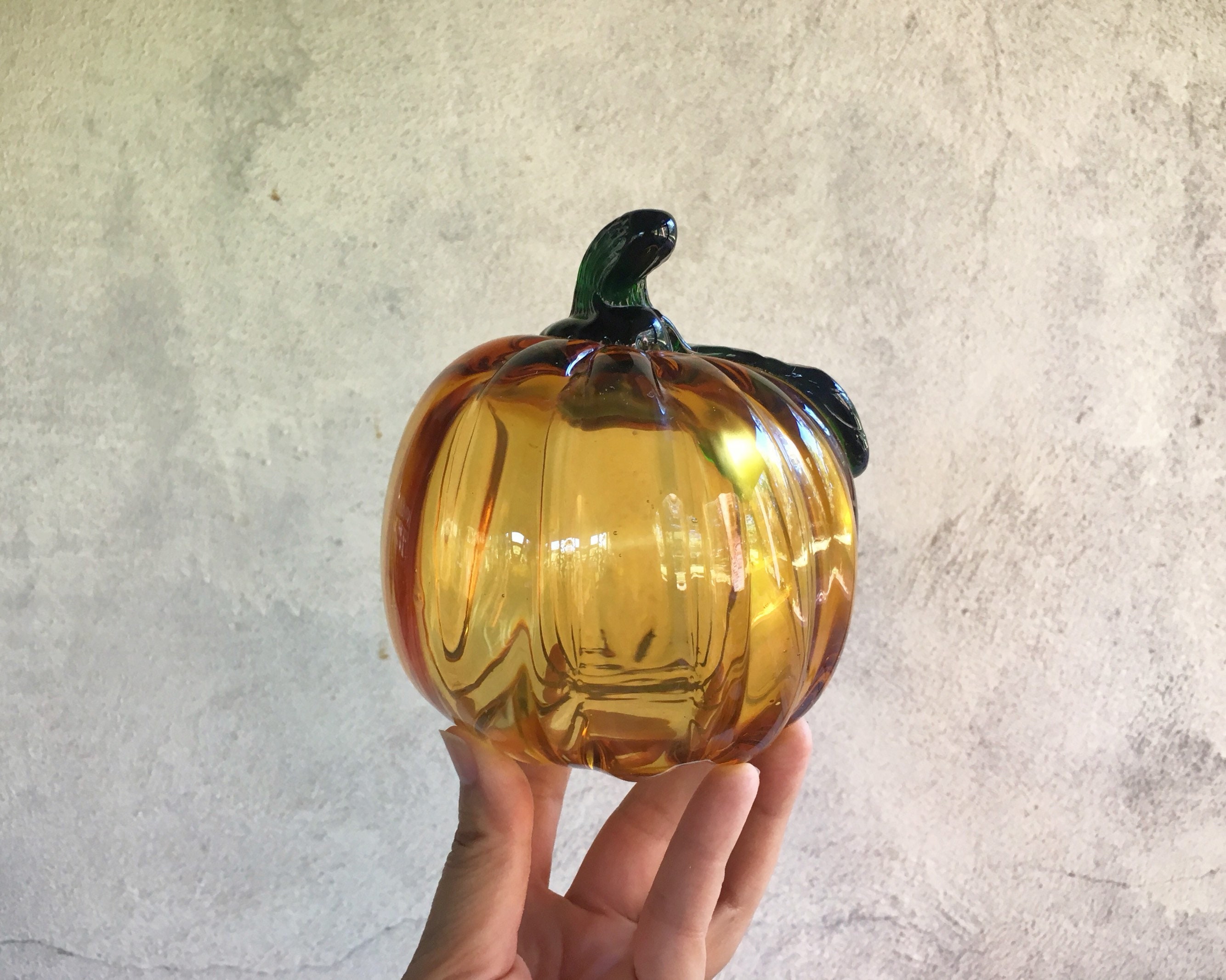 Vintage 5-1/2 Tall Pumpkin Figurine Hand Blown Glass, Art Glass ...