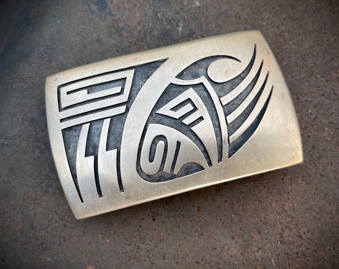 Vintage Hopi Andrew Saufkie Sterling Silver Overlay Bear Paw Belt ...