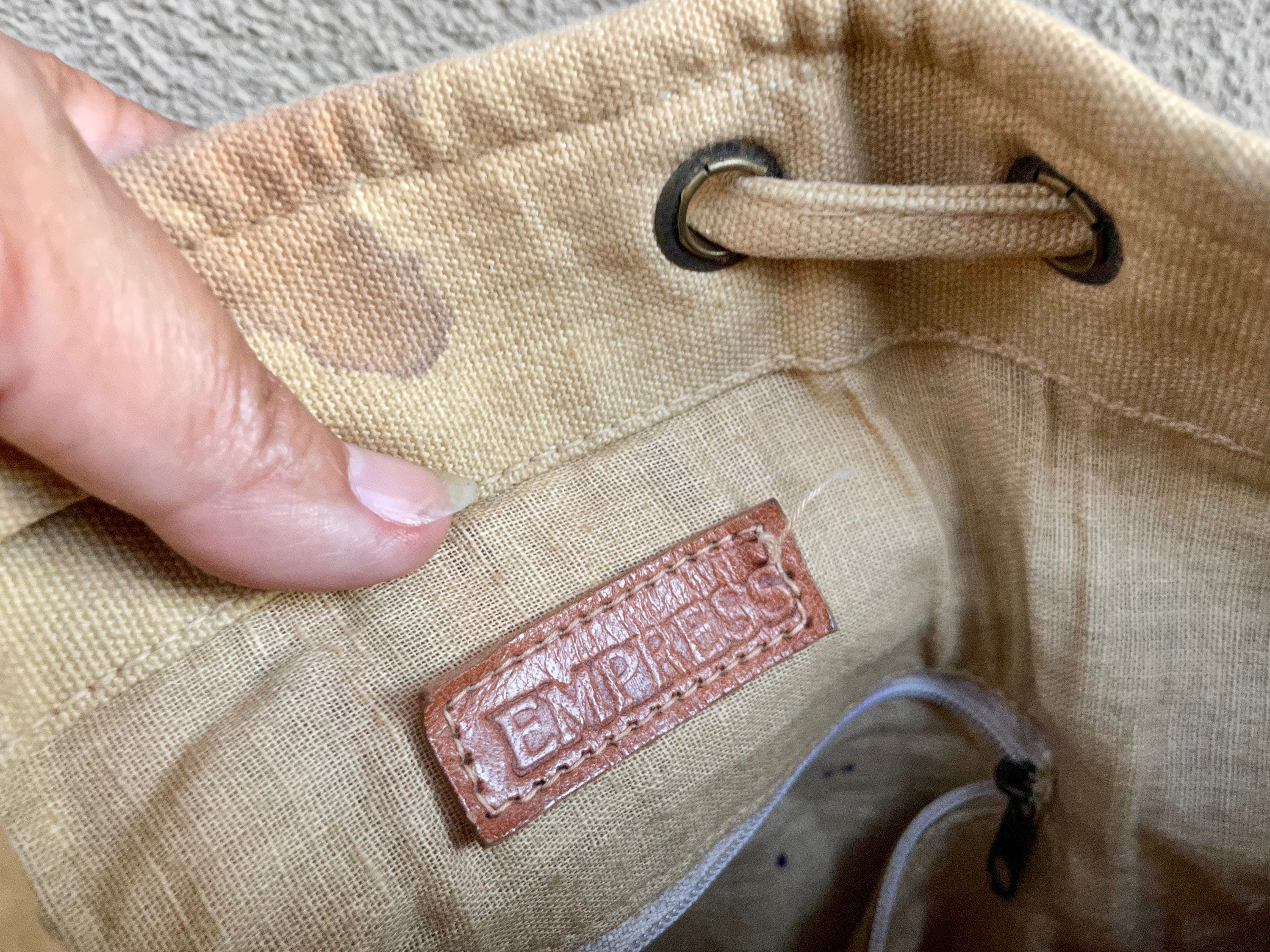 Vintage Woven Fabric Bucket Bag Ruck Sack Beige with Southwestern ...