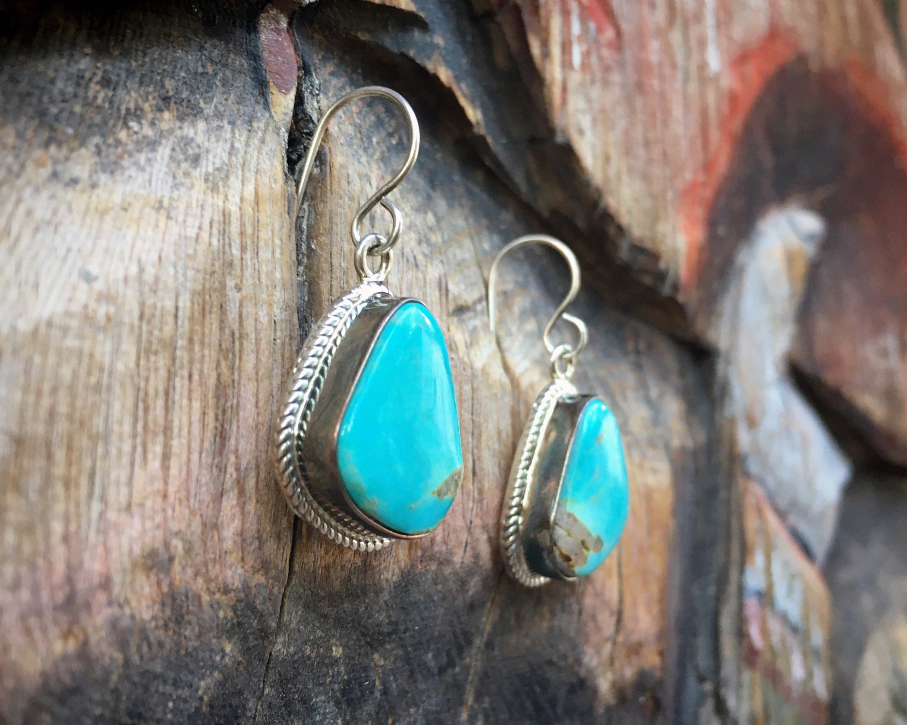 Small Simple Triangle Shaped Turquoise Earrings by Navajo Shirley Henry ...