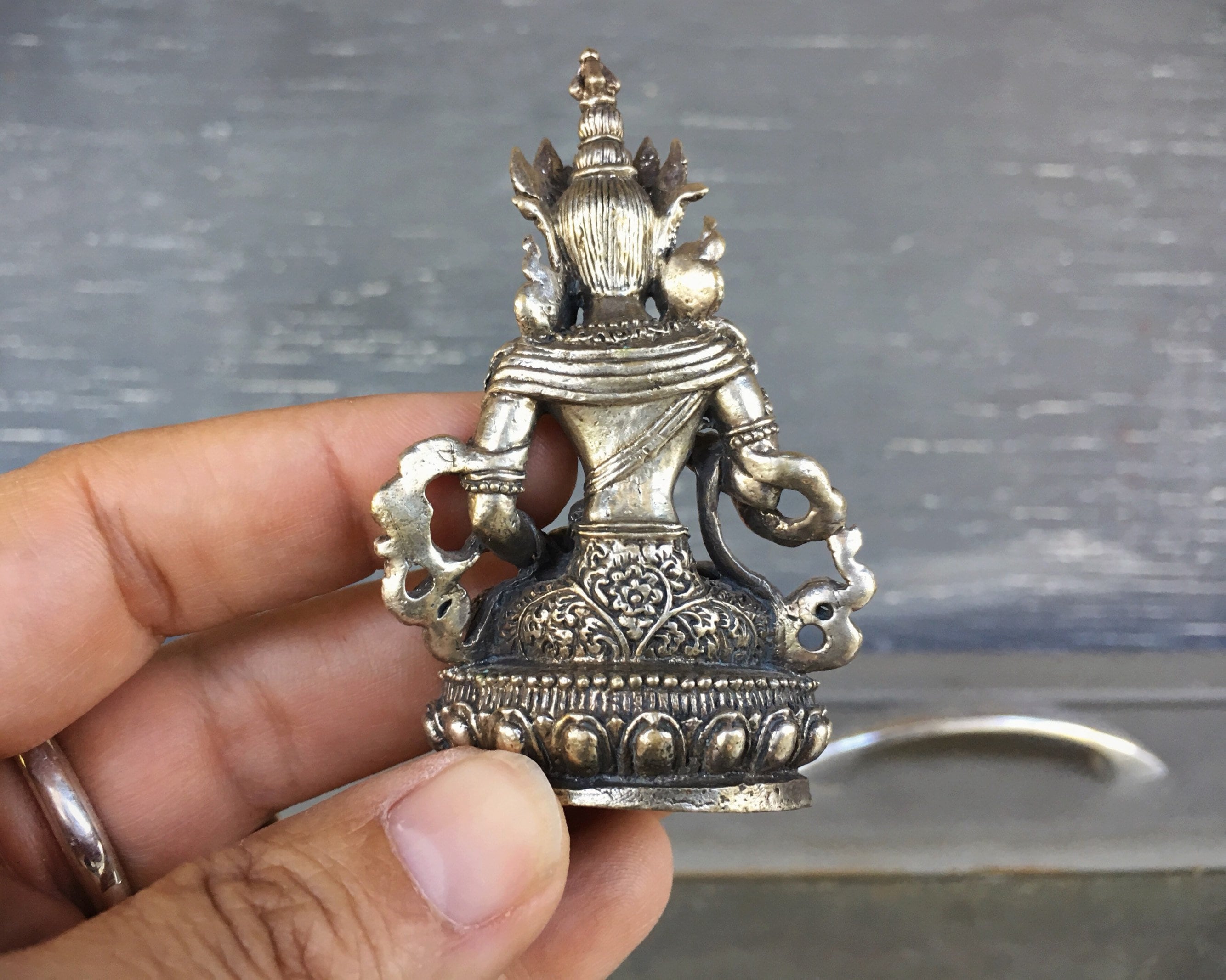 Small Silver Tone Buddha Figurine, Tiny Buddha Statue, Good Luck ...