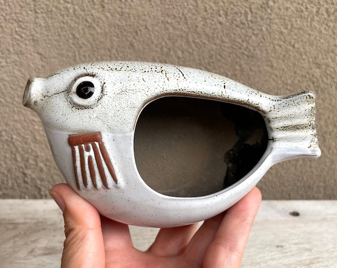 Vintage Japanese Ceramic Puffer Fish Shaped Figure Possibly a Sake ...