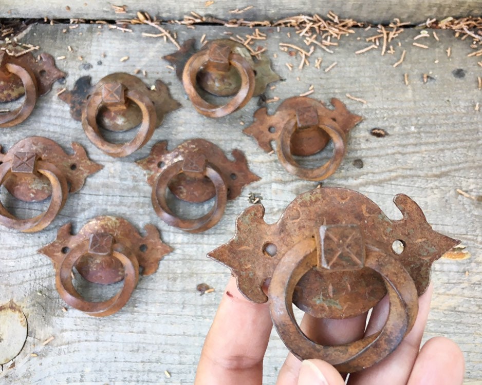Ten Vintage Spanish Revival Rustic Metal Drawer Pulls Southwestern ...