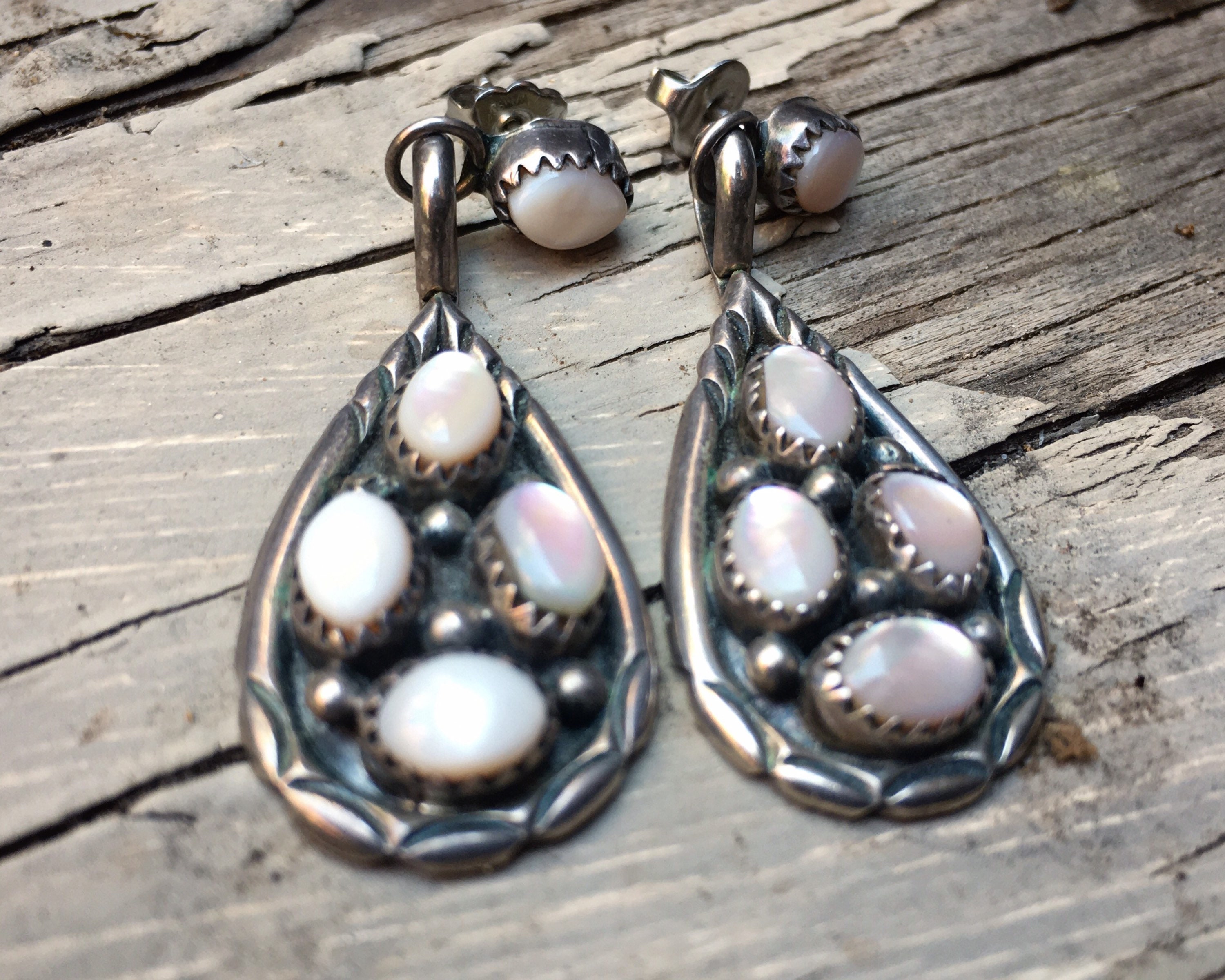 Mother Of Pearl Sterling Silver Teardrop Post Earrings For Women