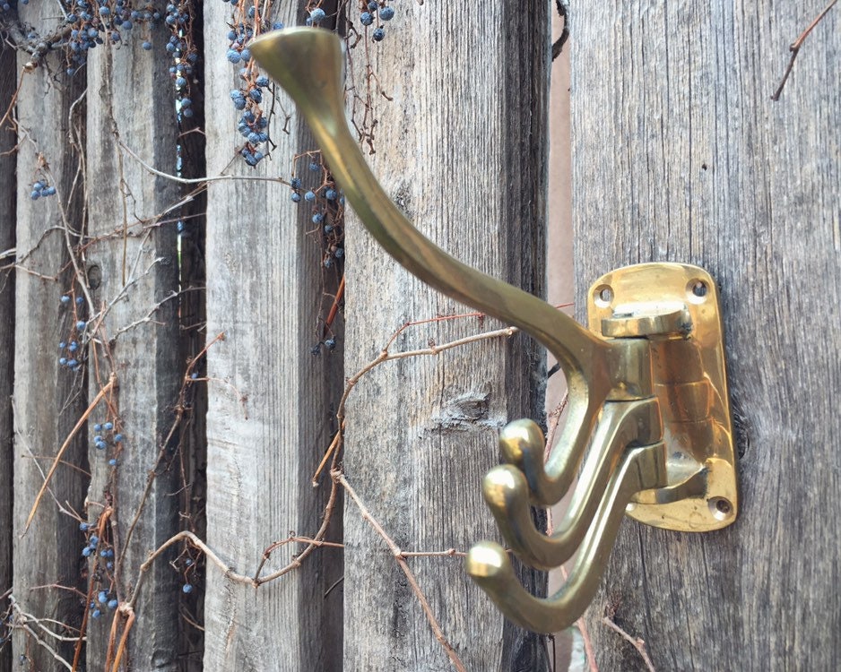 Arts and Crafts Era Brass Hall Tree Hook with Movable Arms ...