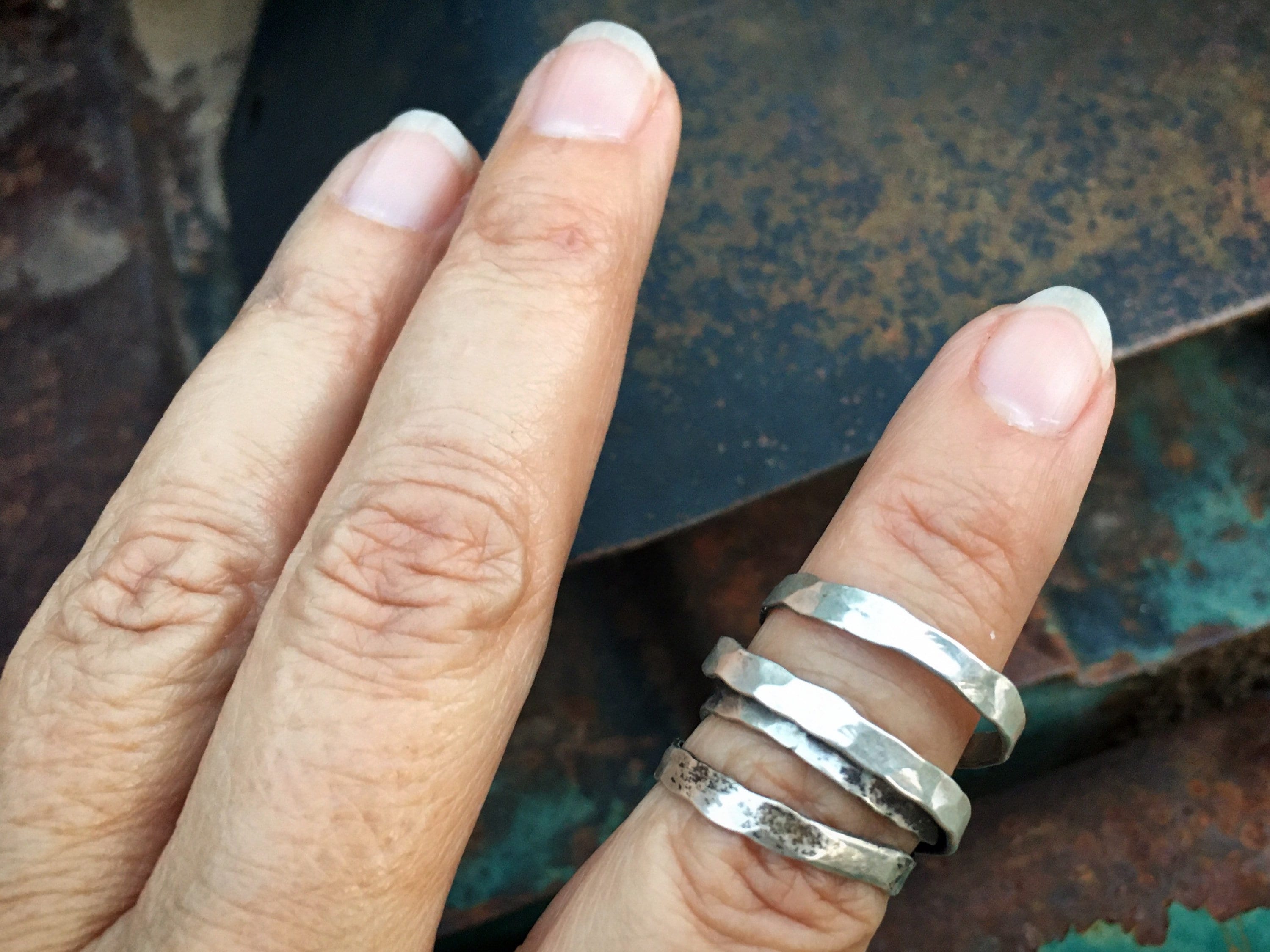 Hammered Sterling Silver Ring for Women Size 8 Continuous Spiral Design ...