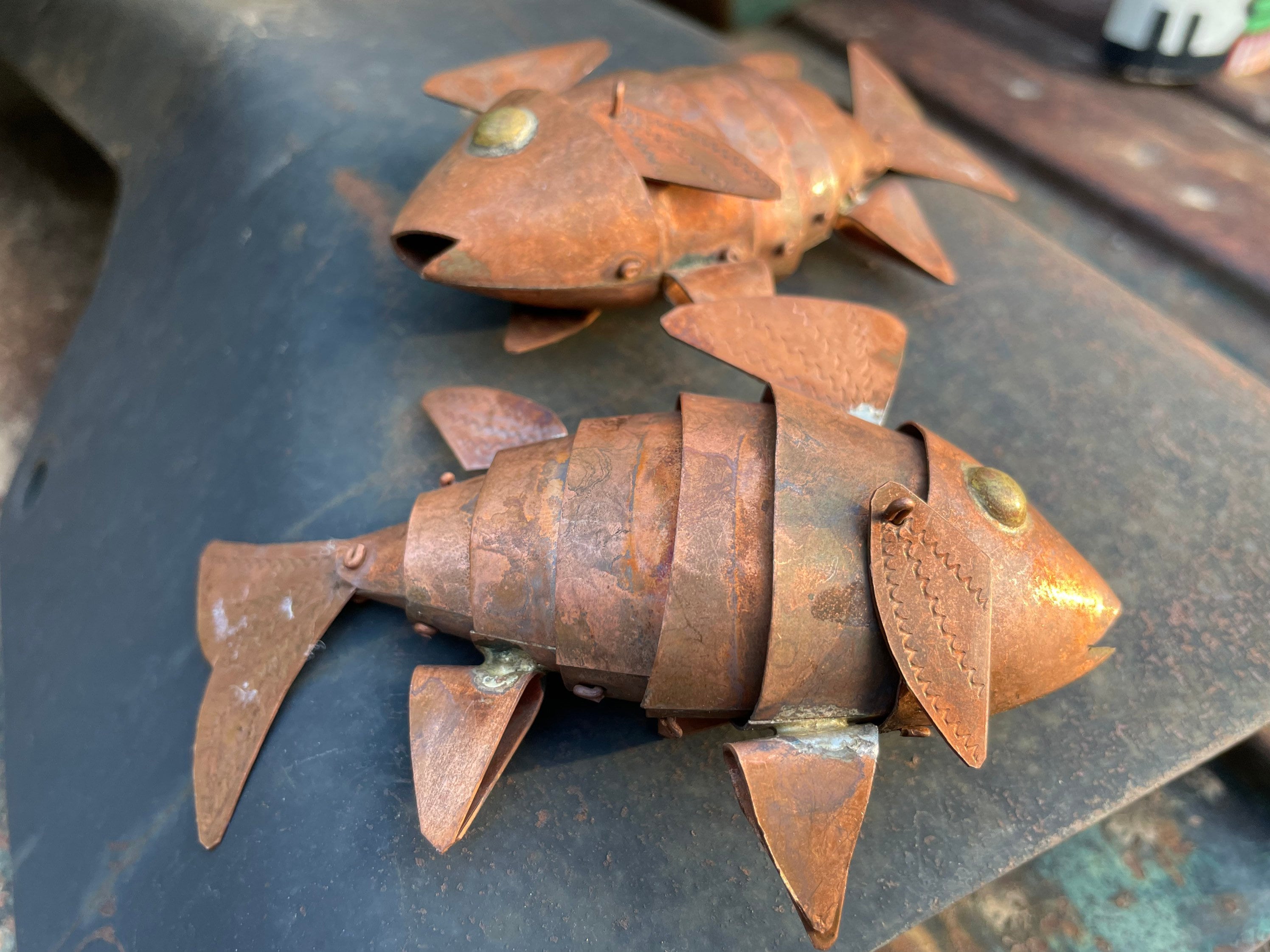 Pair of 4 Copper Articulated Fish Trinkets from Mexico, Vintage Taxco ...