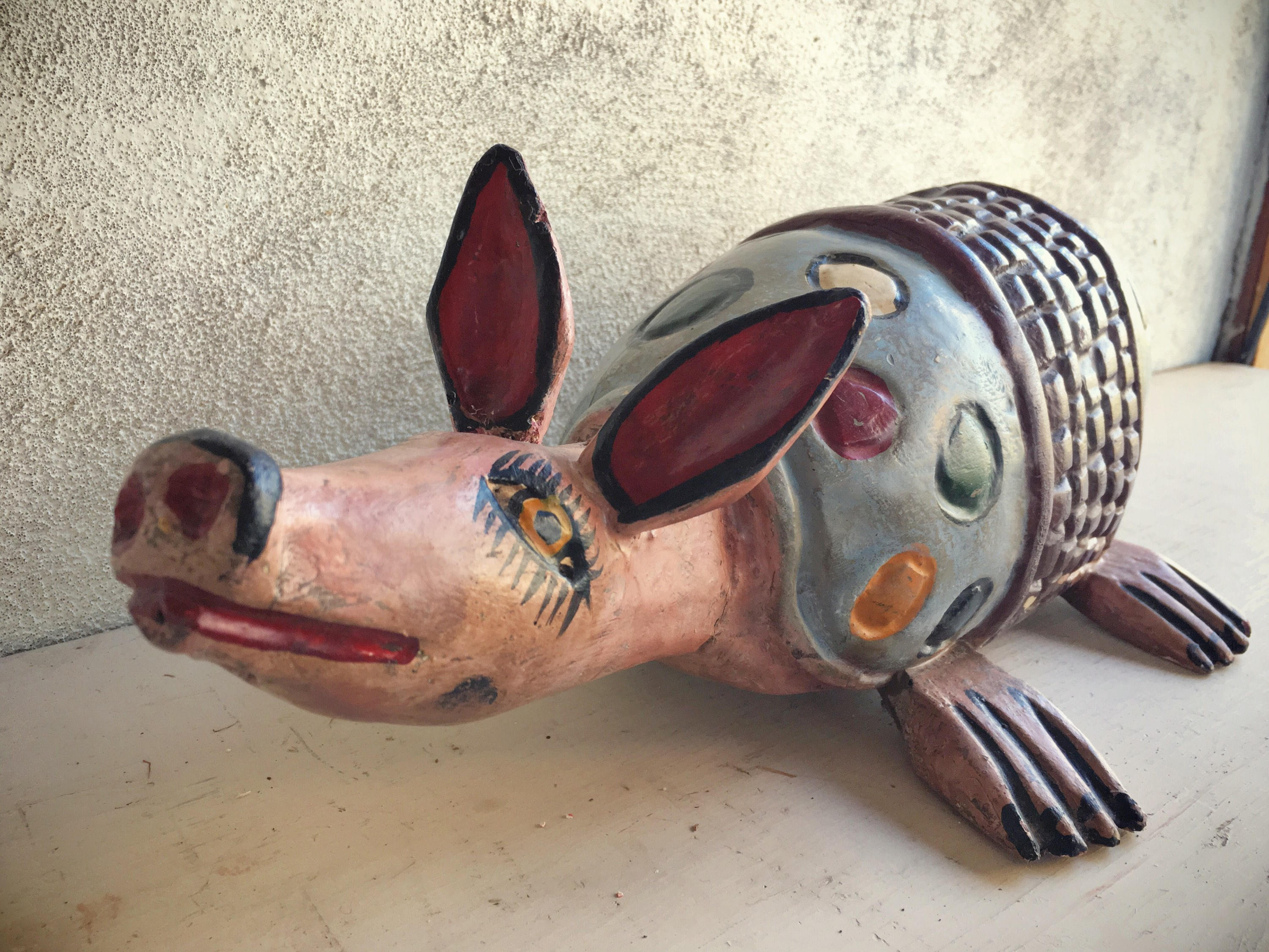 Wooden Armadillo Statue Primitive Folk Art Sculpture from Guatemala ...