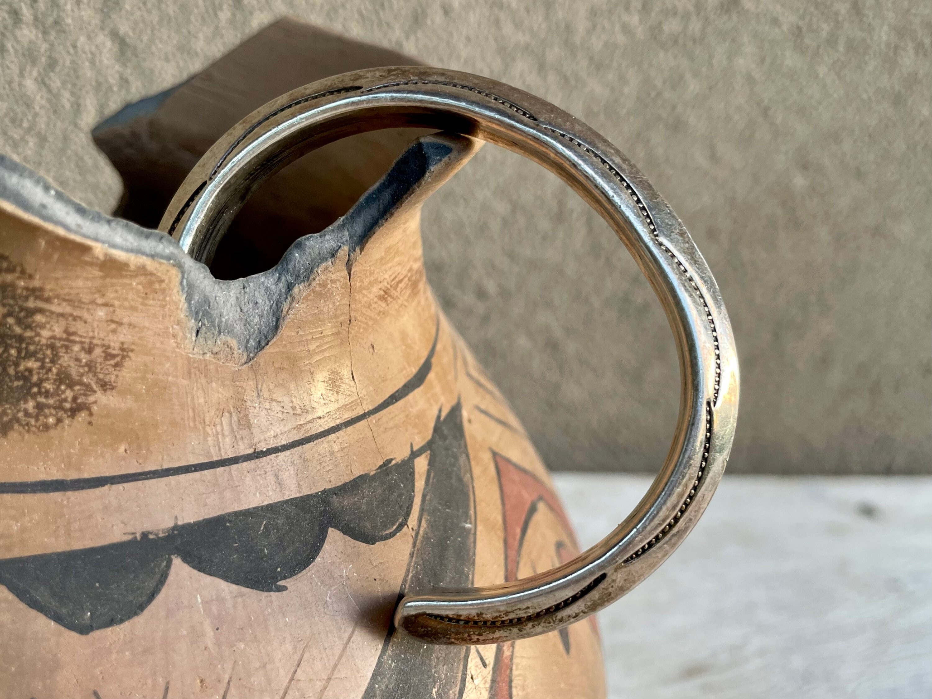 55g Old Native American Silver Ingot Carinated Stamped Cuff Bracelet ...