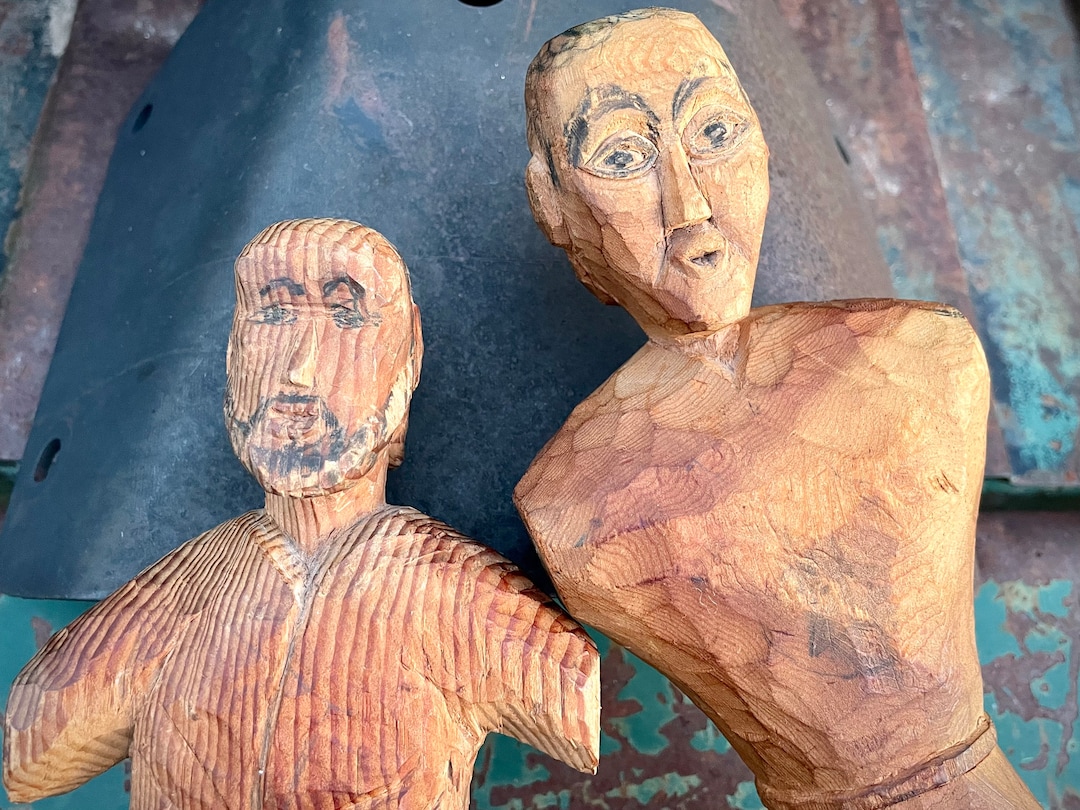 Vintage Wood Carvings of Men appendages Missing Spanish Colonial Three ...