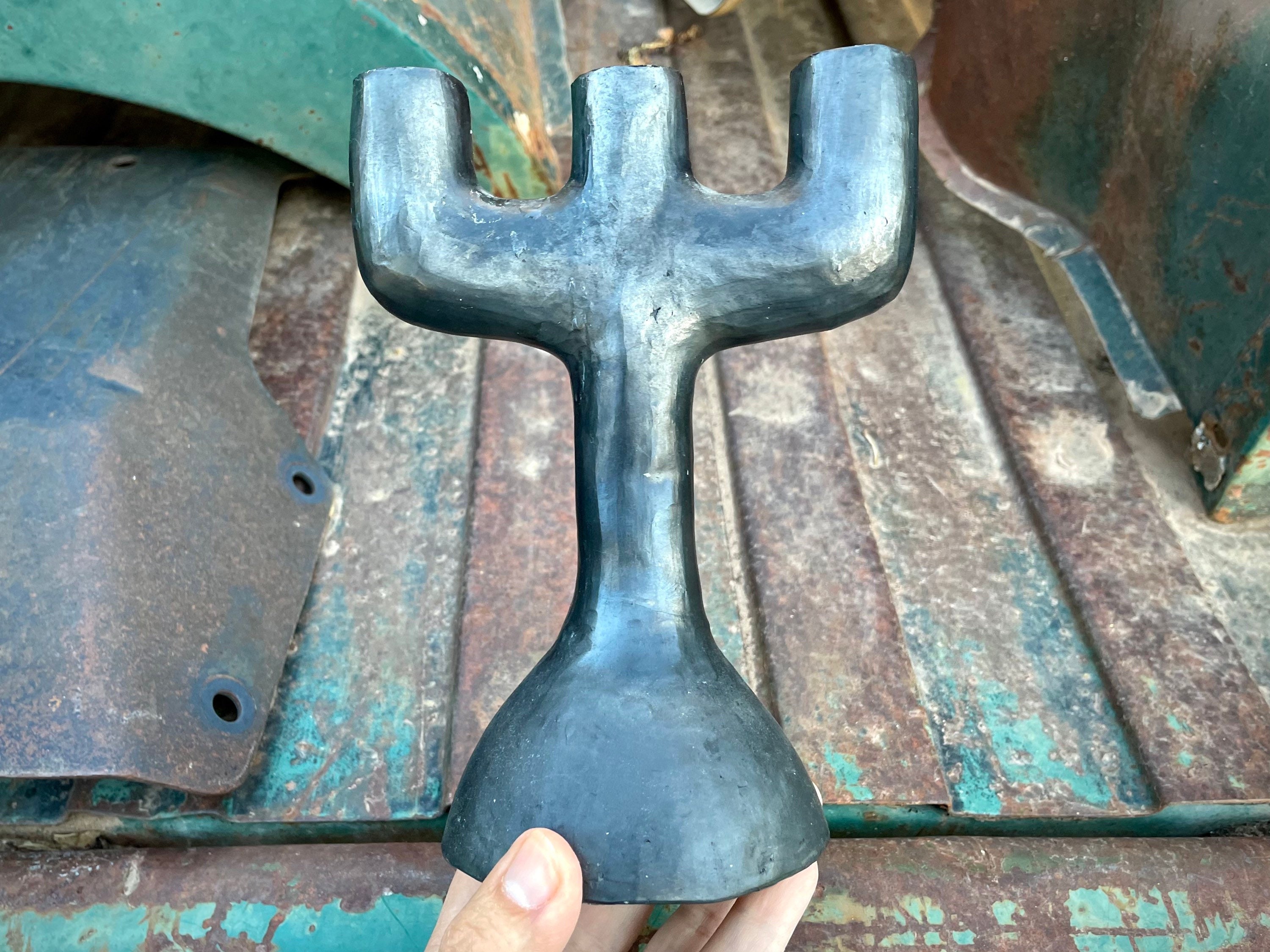 Vintage Barro Negro Three Candle Candelabram Oaxaca Mexico Black Clay ...