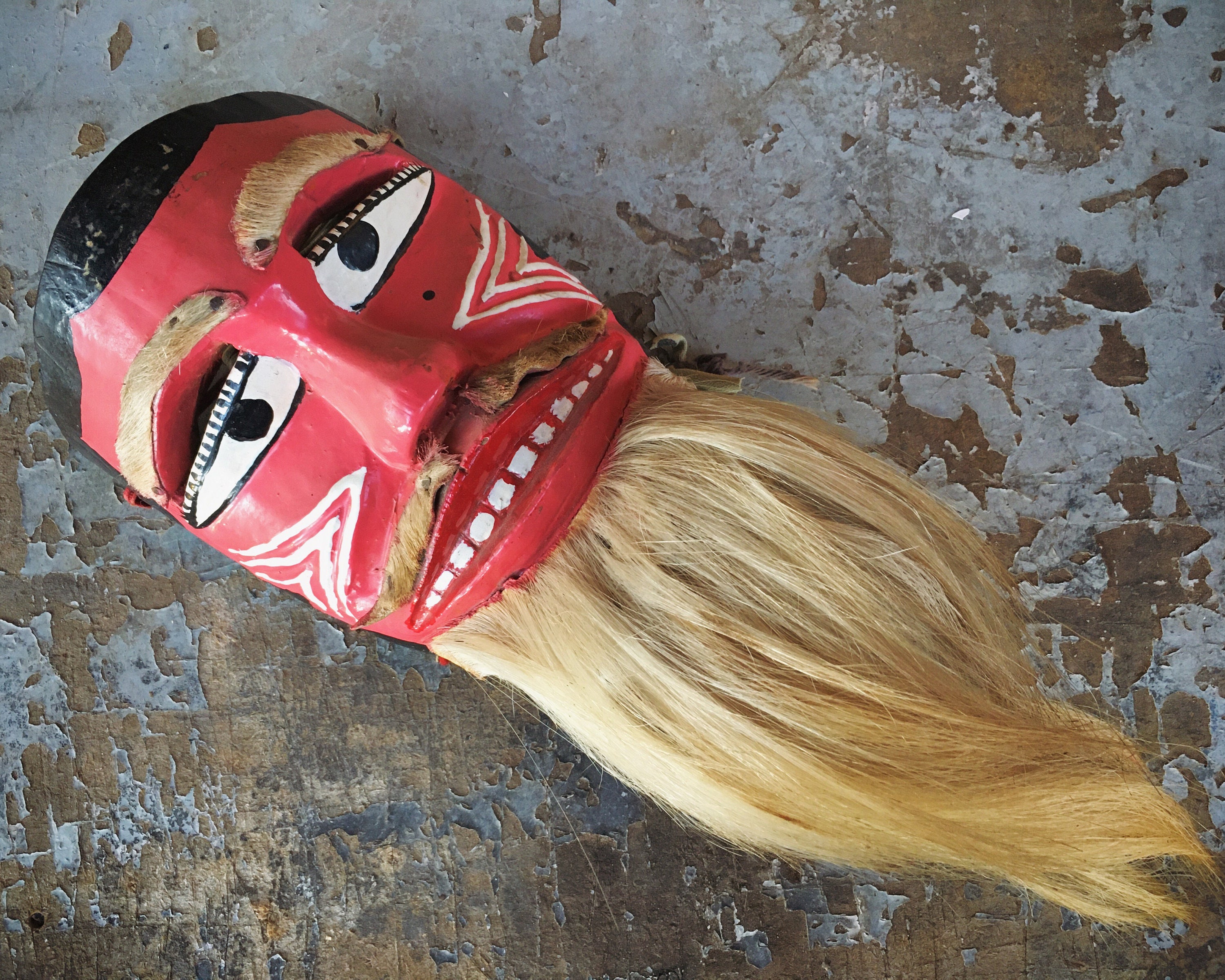 Carved and Painted Wood Mask from Guererro Mexico, Ethnographic Folk ...