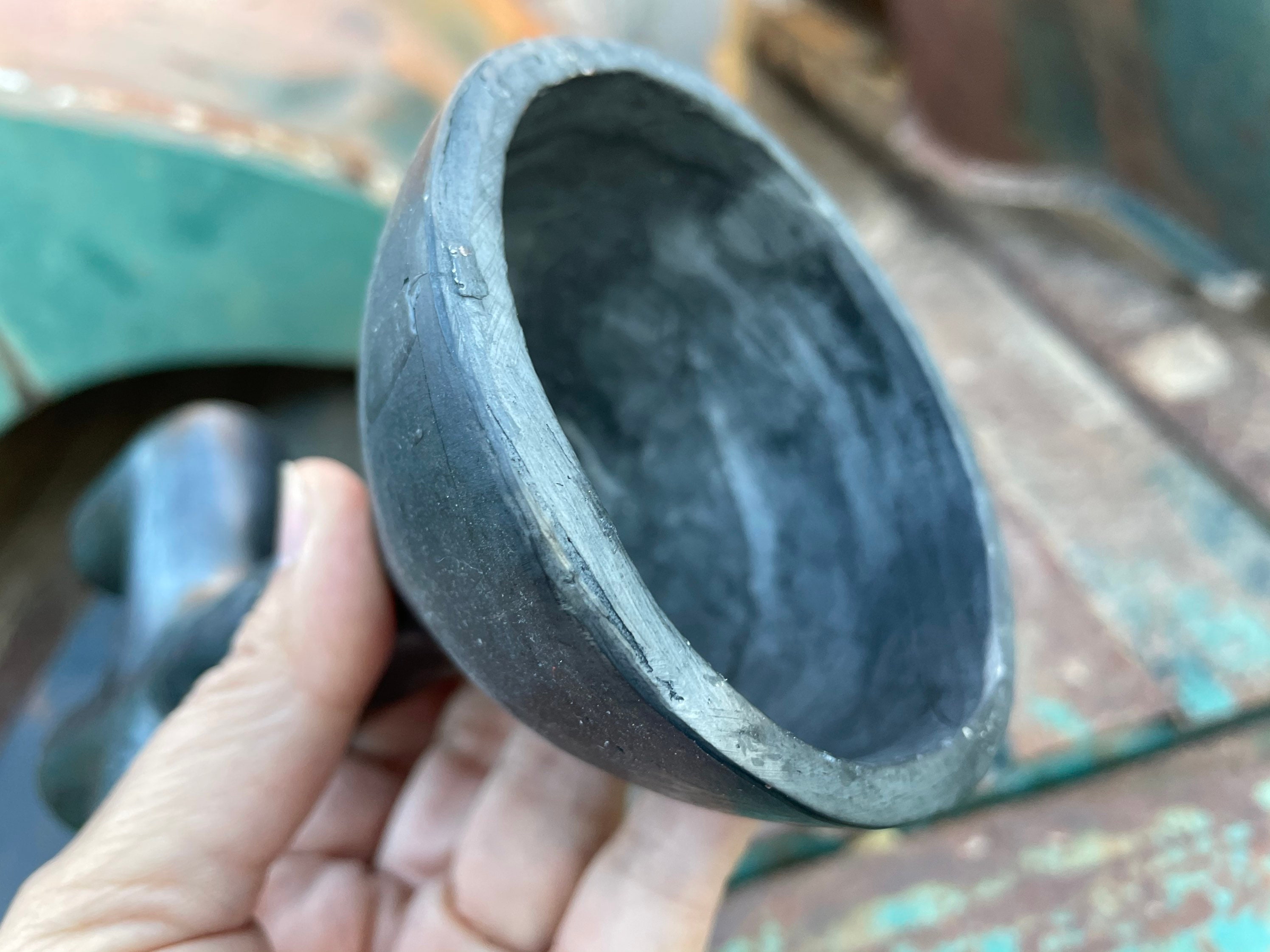 Vintage Barro Negro Three Candle Candelabram Oaxaca Mexico Black Clay ...