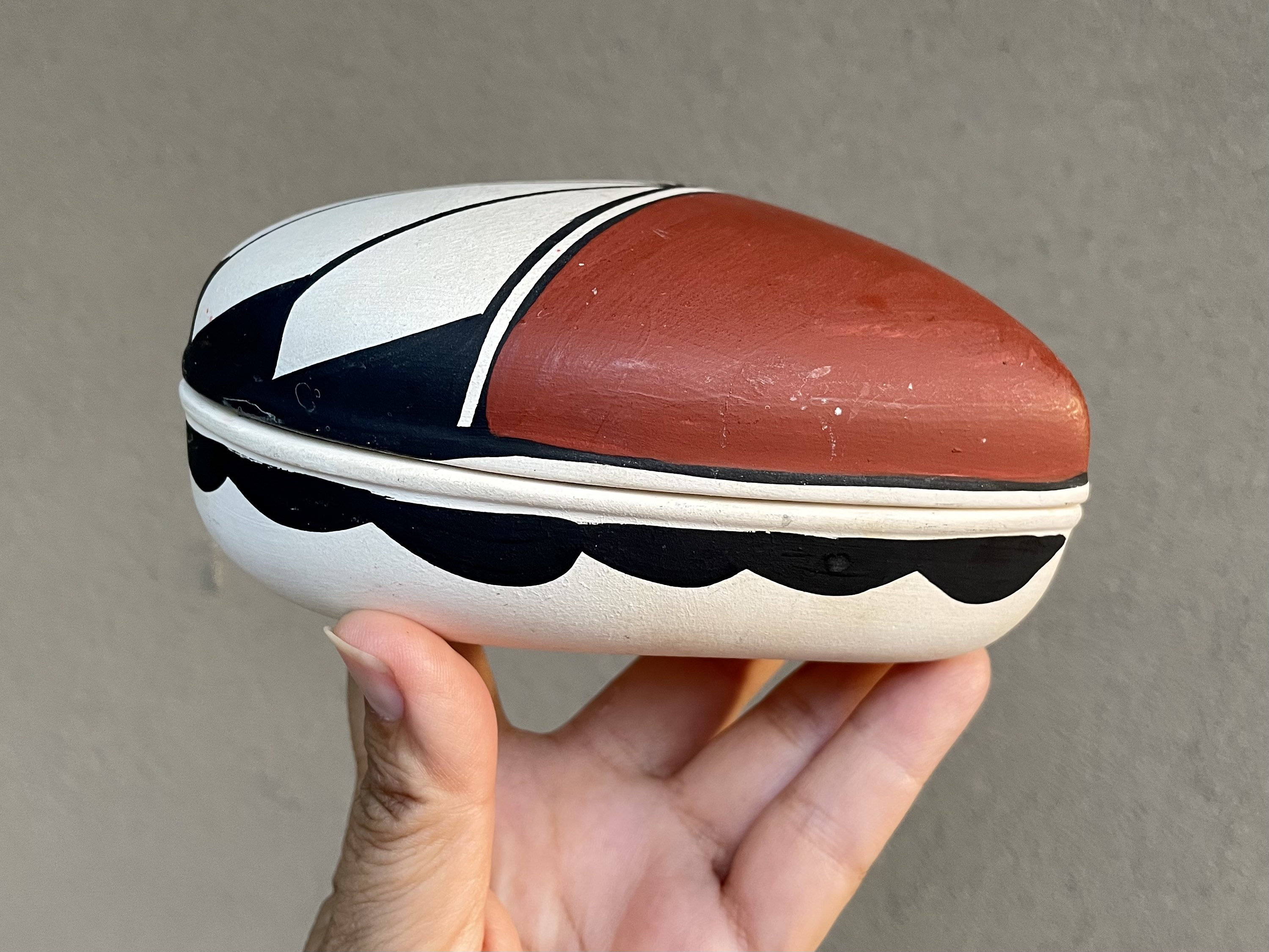 1993 Pottery Heart Trinket Box Signed Acoma New Mexico, Mold Poured ...