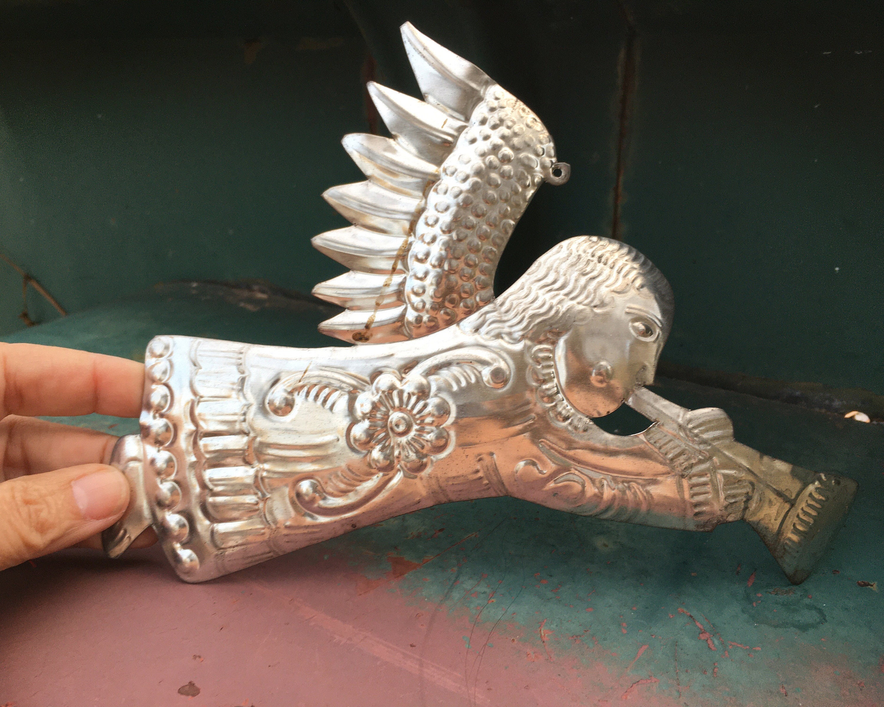 Large Mexican Tin Angel Ornament, Christmas Decorations, Southwestern ...