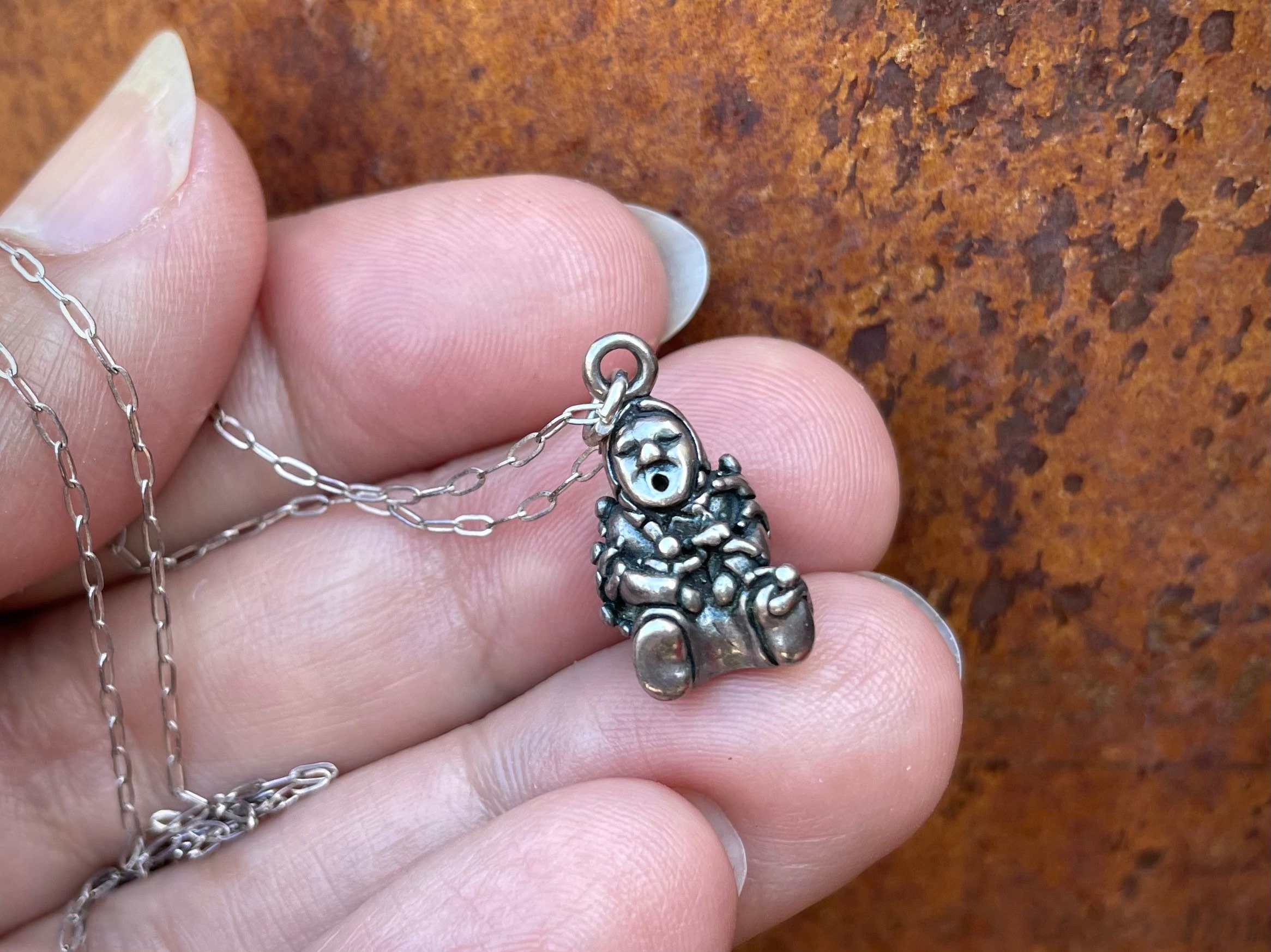 Small Three-Dimensional Sterling Silver Storyteller Pendant Necklace ...