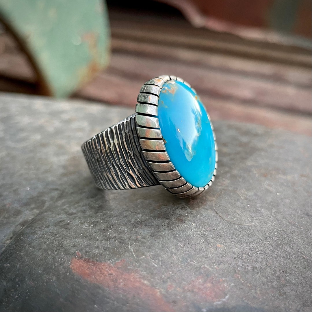 Heavy Blue Ithaca Peak Turquoise Oval Signet Ring Approx Size 10.25 ...