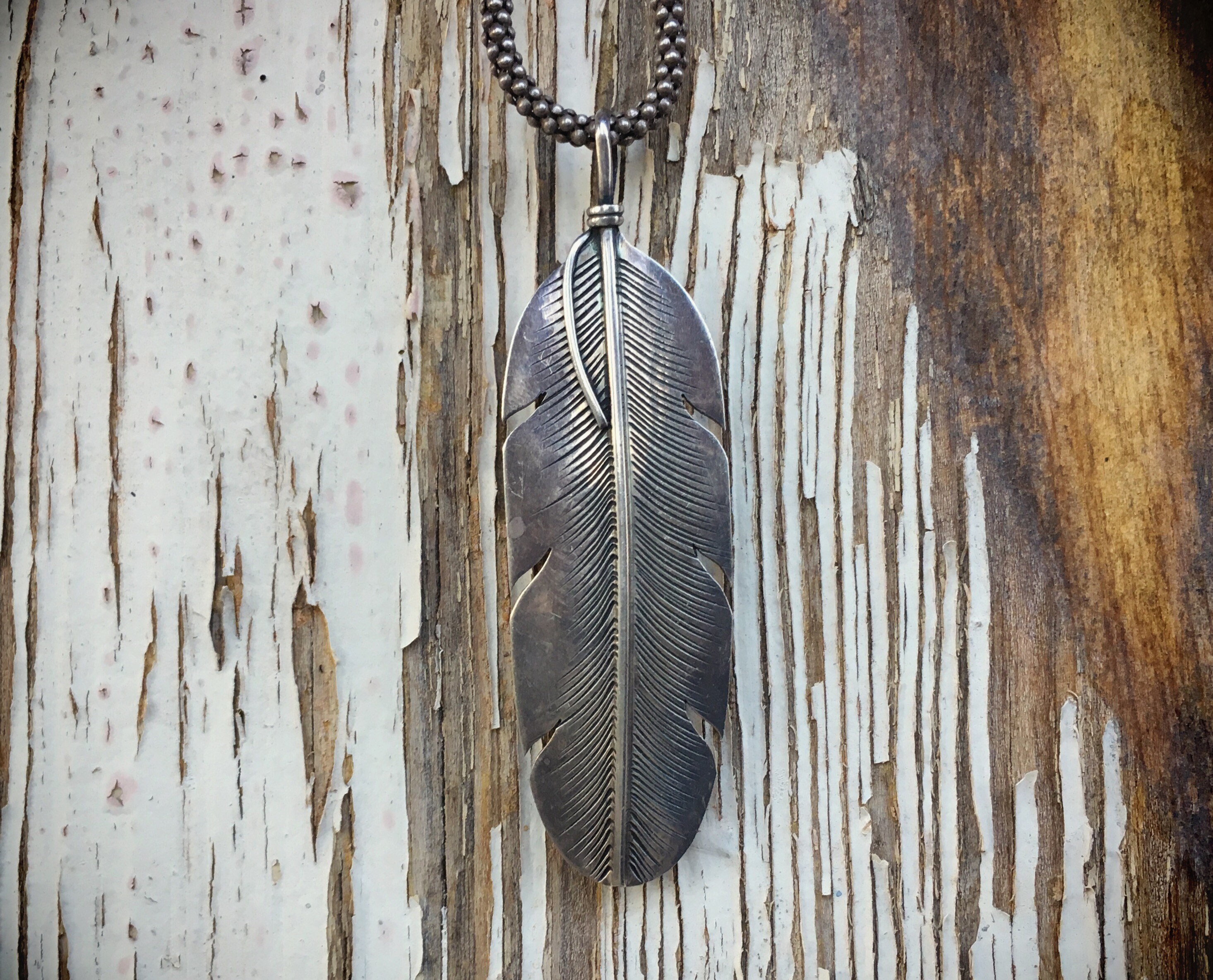 Signed Navajo Pendant Brooch Native American Sterling Silver Feather ...