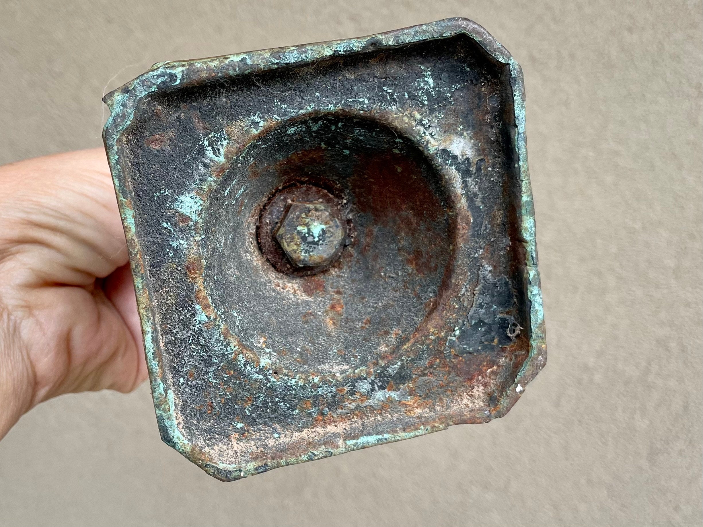 Single Vintage Verdigris Metal Flower Candlestick Candle Holder, Copper ...