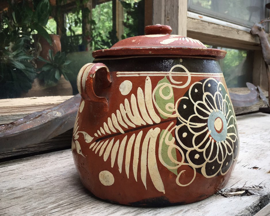 Vintage Tlaquepaque Pottery Lidded Bean Pot Old Mexico Redware Covered ...
