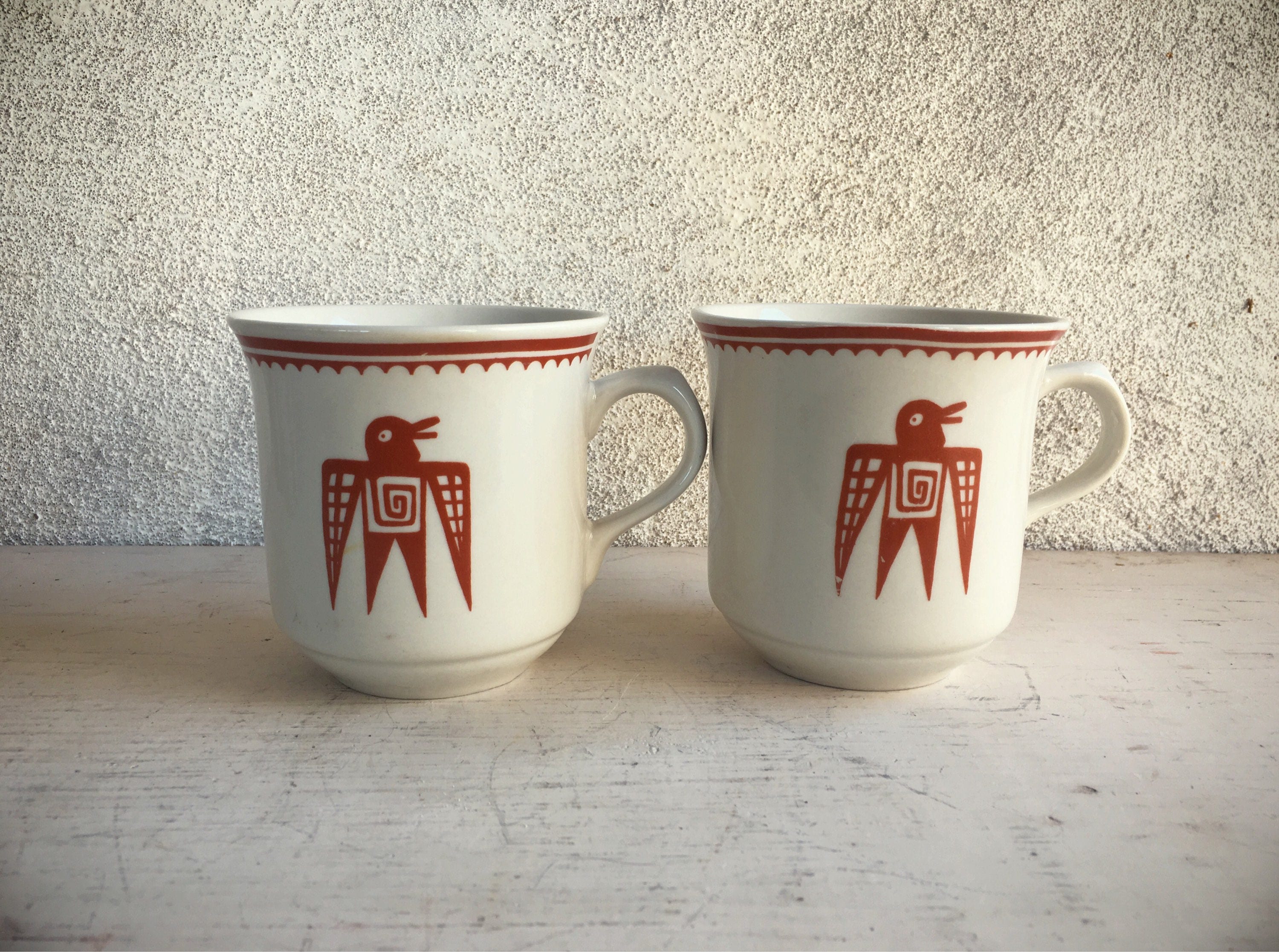 Pair of Coffee Mugs Southwestern Design, Thunderbird Mugs Southwestern ...
